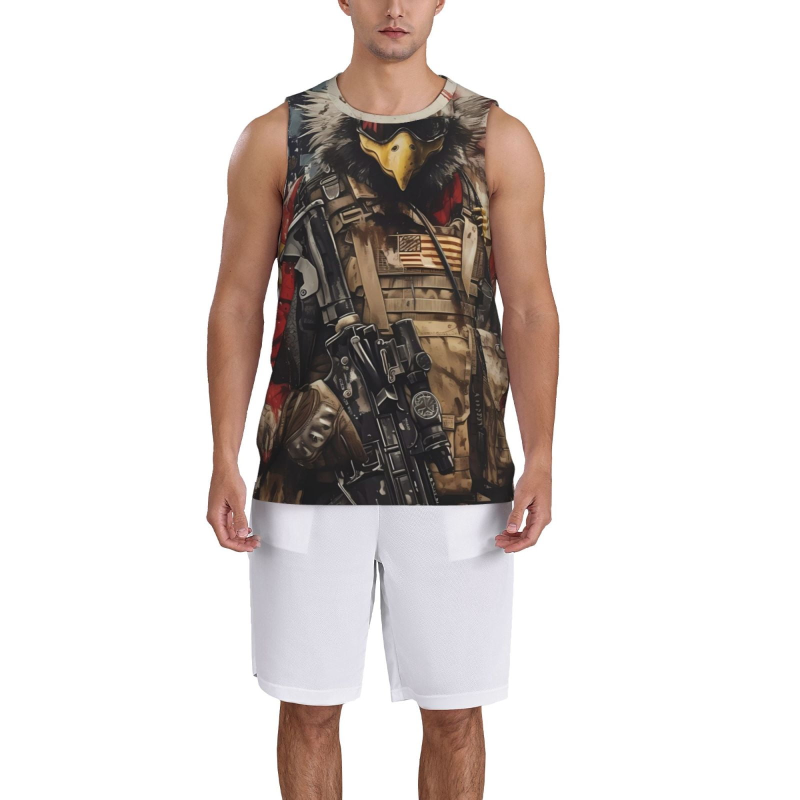 Zeuib Bald Eagle Soldier Jersey Shirt for Men,Mesh Athletic Practice ...