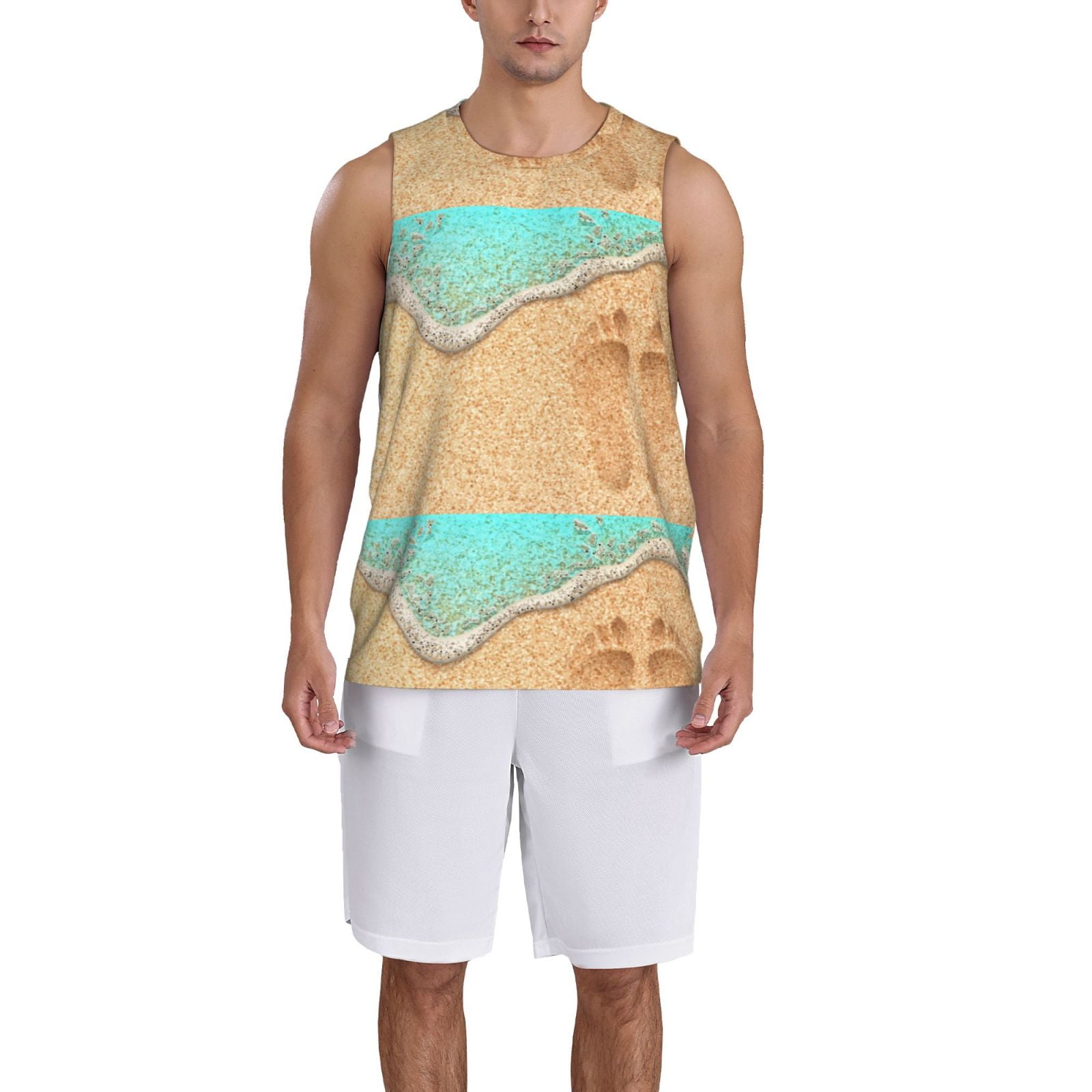 Zeuib Beach Footprint Jersey Shirt for Men,Mesh Athletic Practice ...