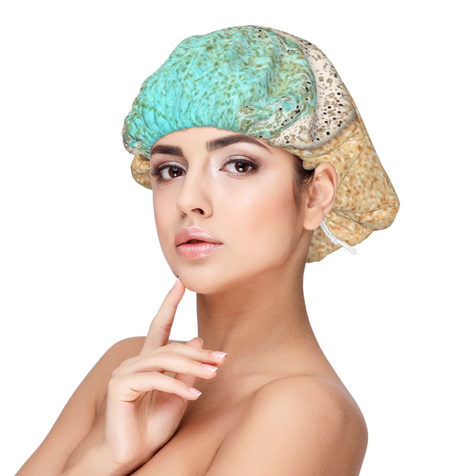 Zeuib Beach Footprint Satin Sleep Cap for Women，Adjustable Strap, Large ...