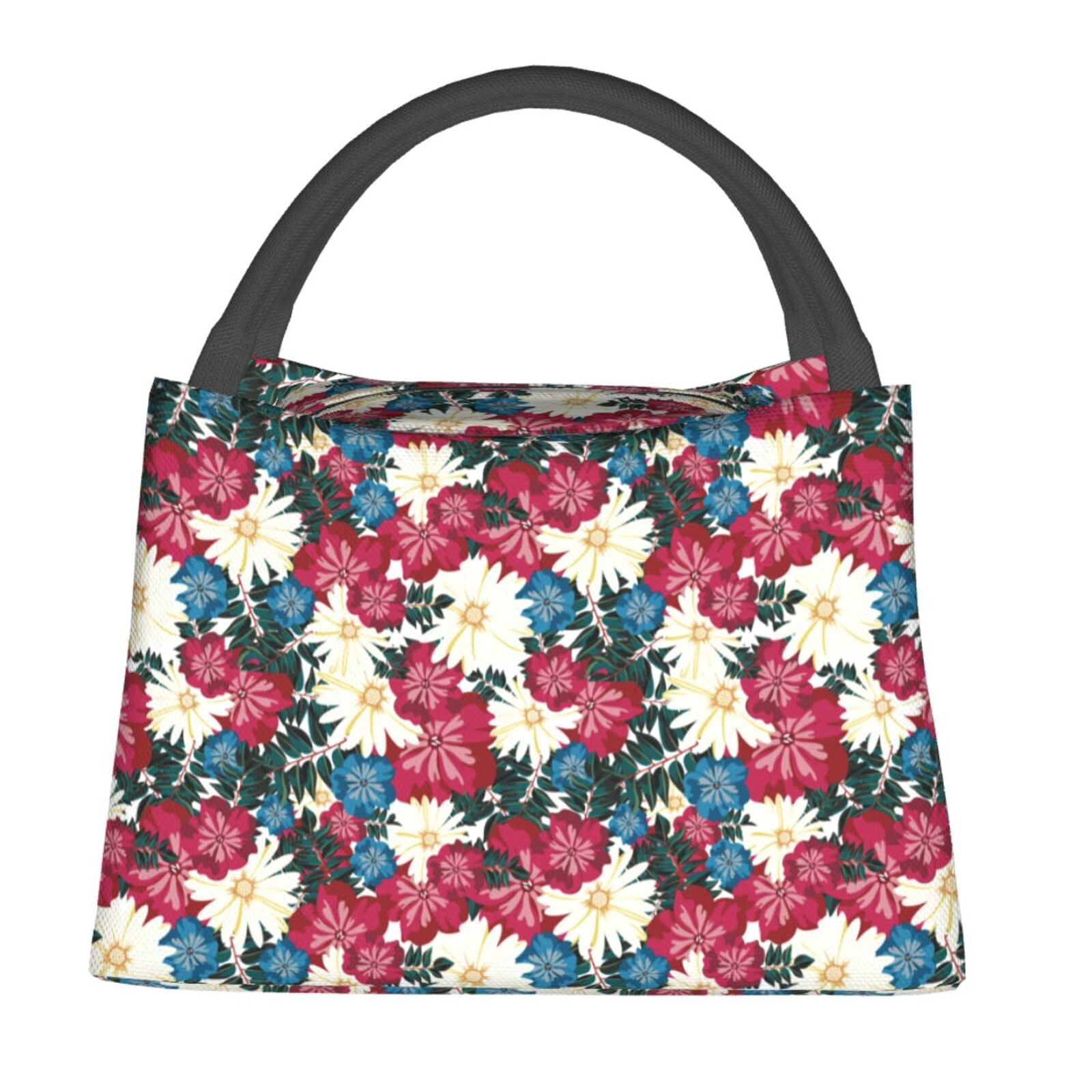Zeuib Beautiful Flower Lunch Bag,Collapsible Cooler Bag Insulated ...