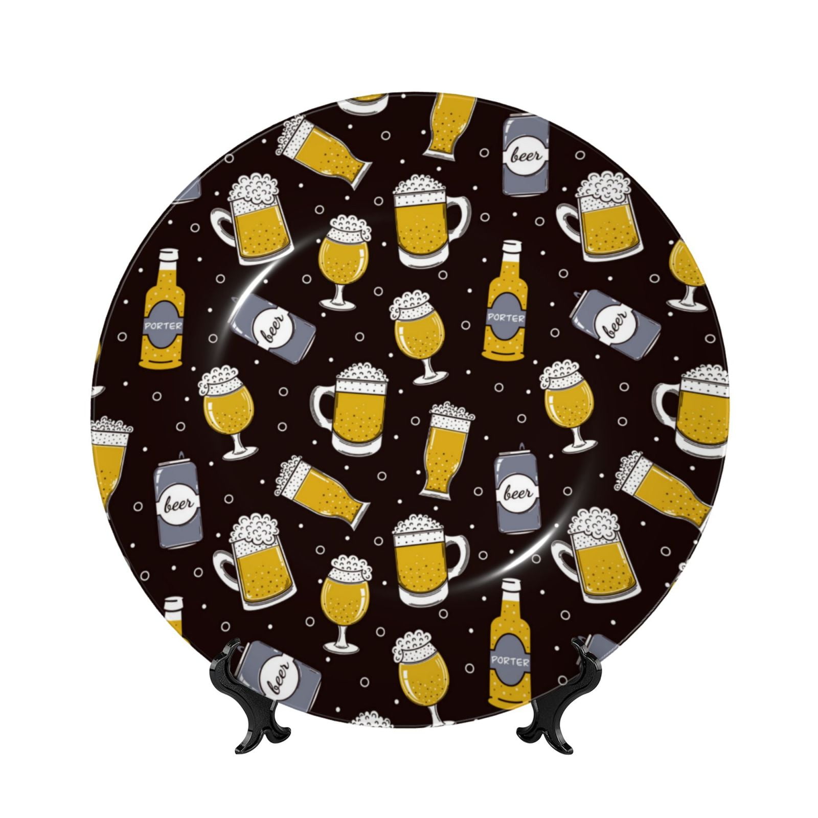 Zeuib Beer In A Bottle Print Decorative Plate for Display, Bone China ...