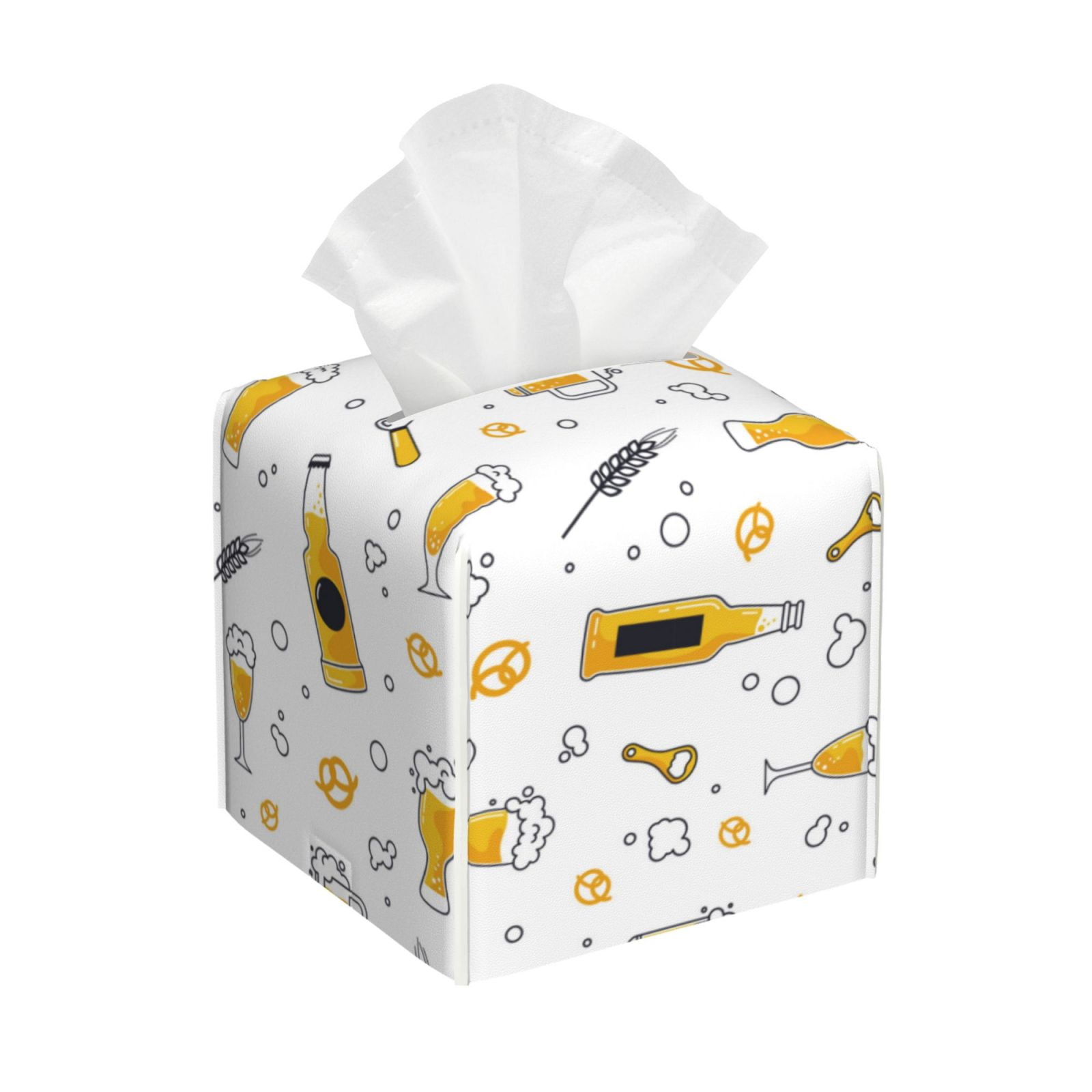 Zeuib Beer Print Tissue Box Cover,PU Leather Tissue Holder,Square ...