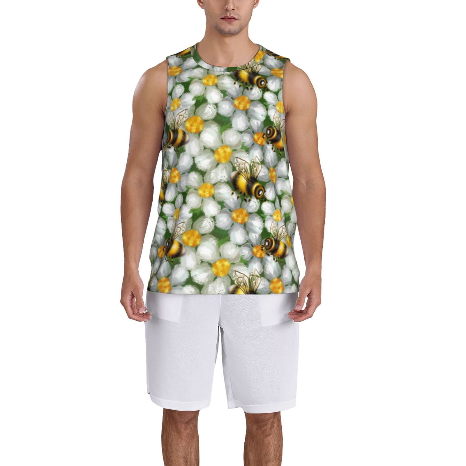 Zeuib Bees and Flower Jersey Shirt for Men,Mesh Athletic Practice ...