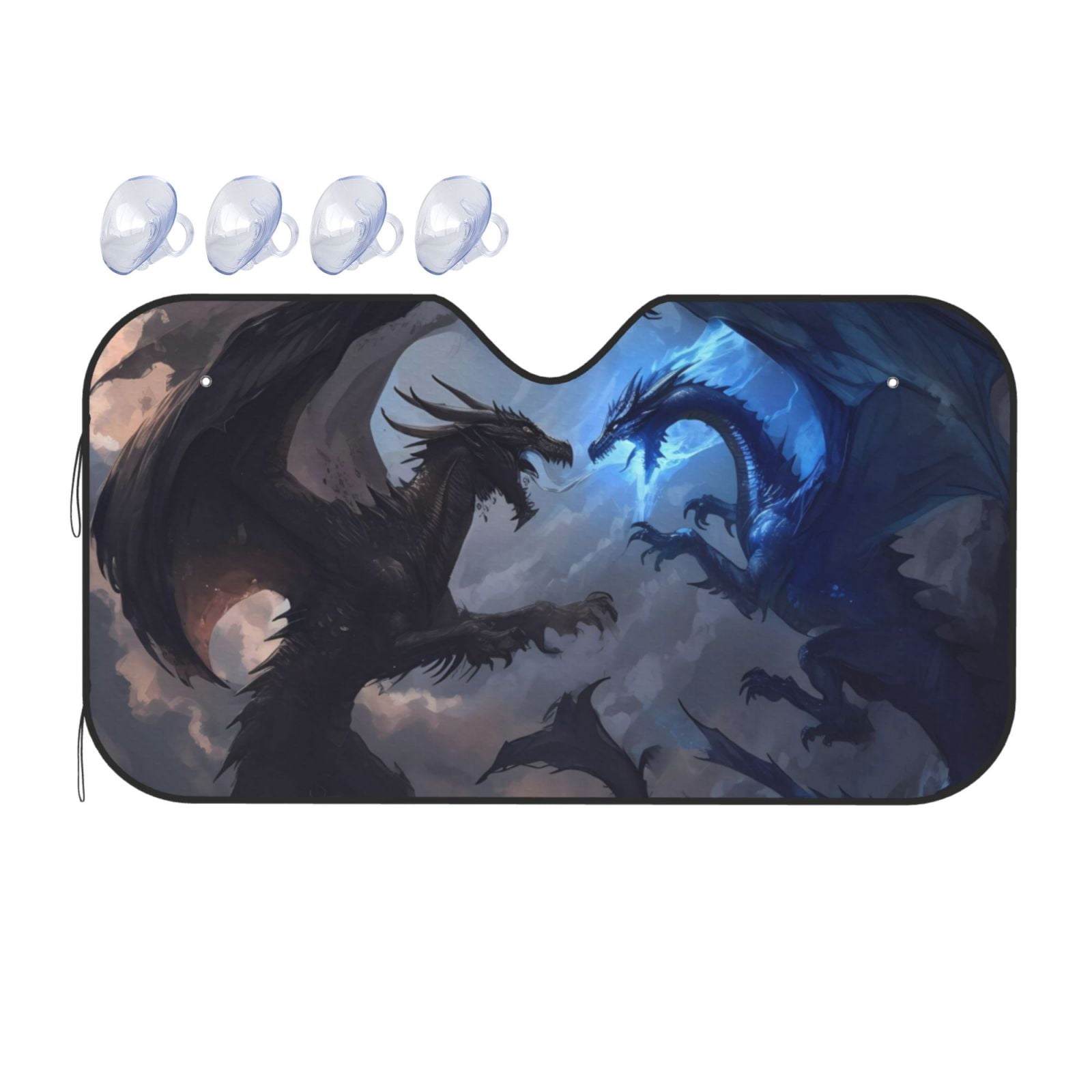 Zeuib Black And Blue Lightning Dragon Premium Car Sunshade: Superior ...