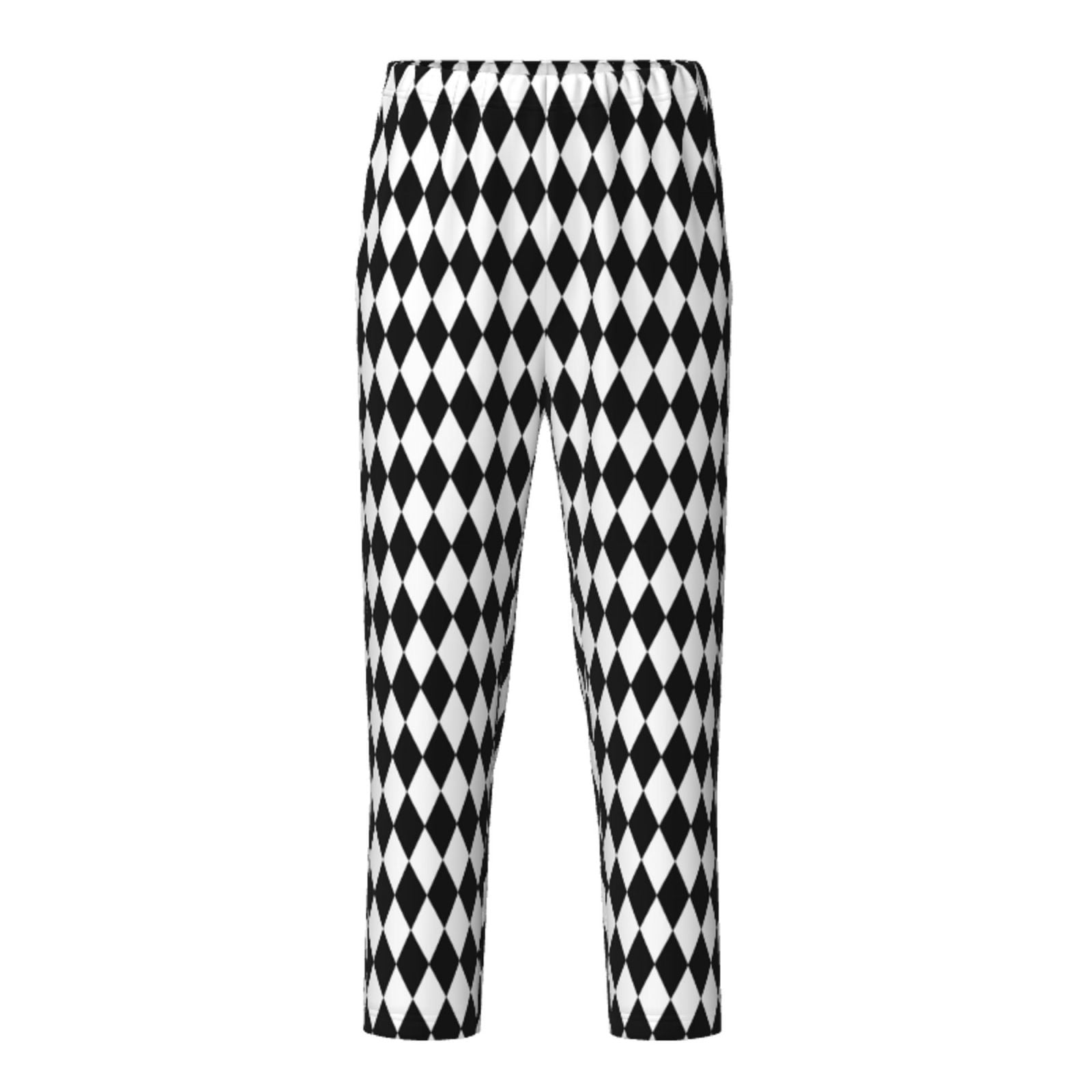 Zeuib Black And White Diamonds Print Pajama Pants for Girls Boys,PJ ...