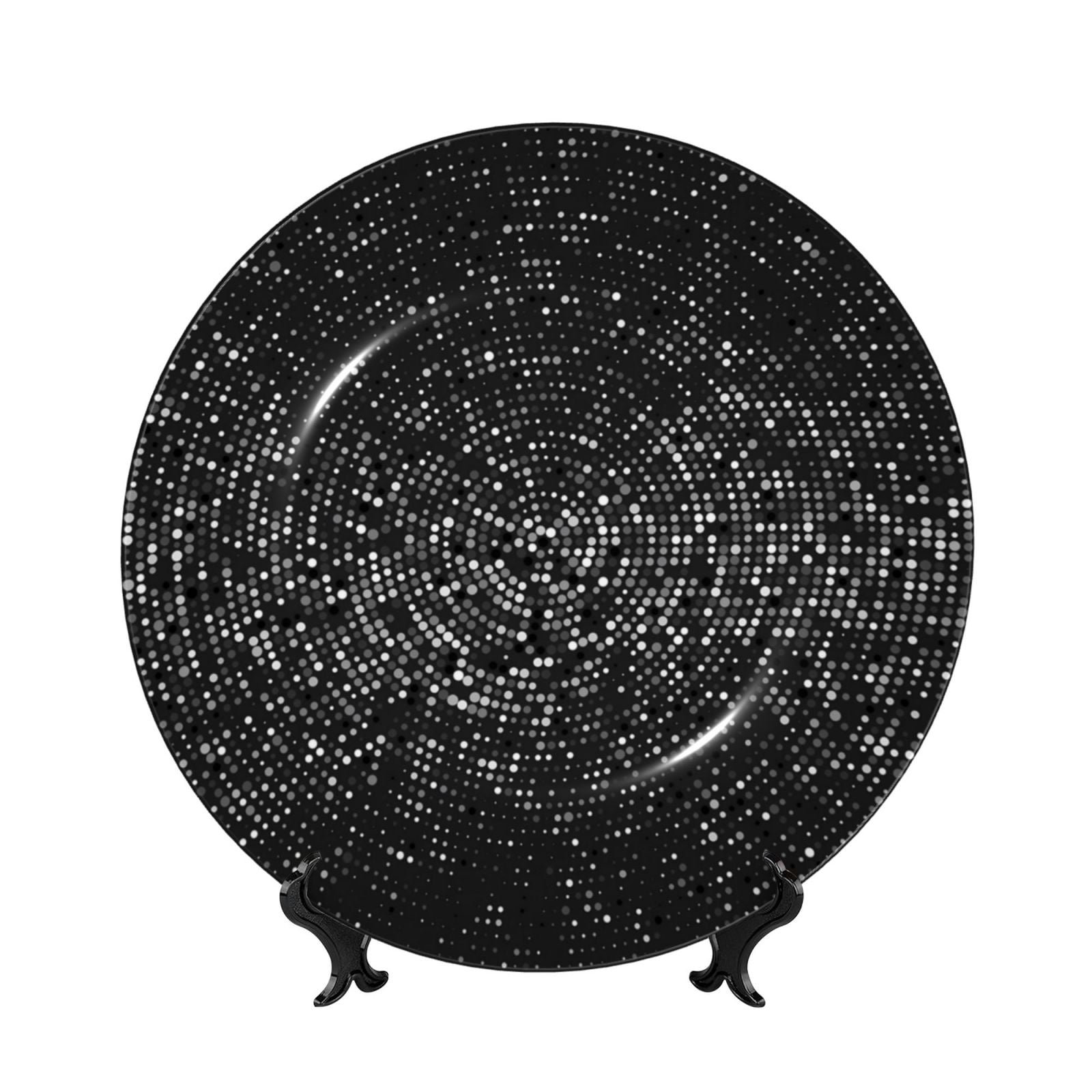 Zeuib Black And White Dotted Print Decorative Plate for Display, Bone ...