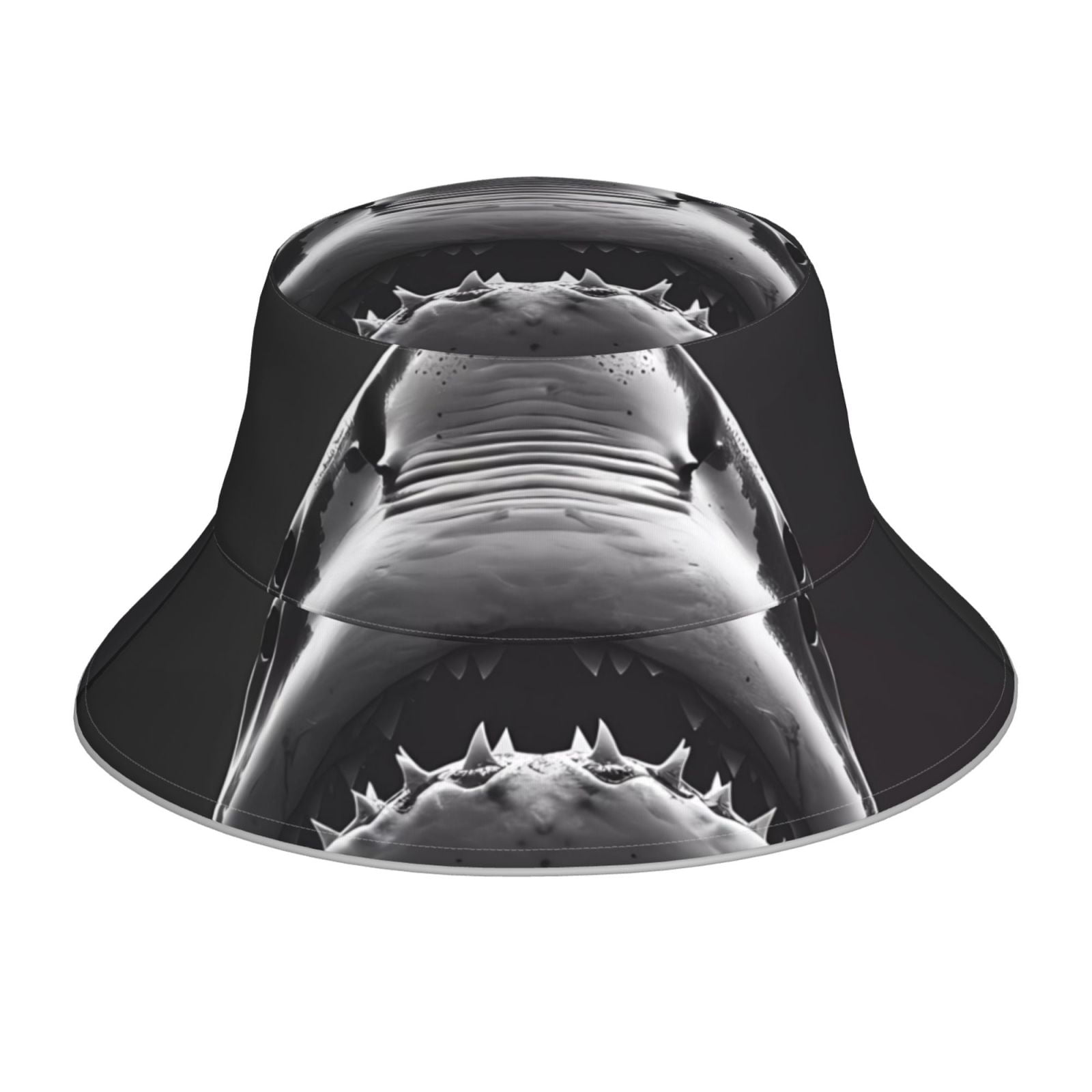Zeuib Black And White Shark Reflective Bucket Hat, UV Protection, Wide ...