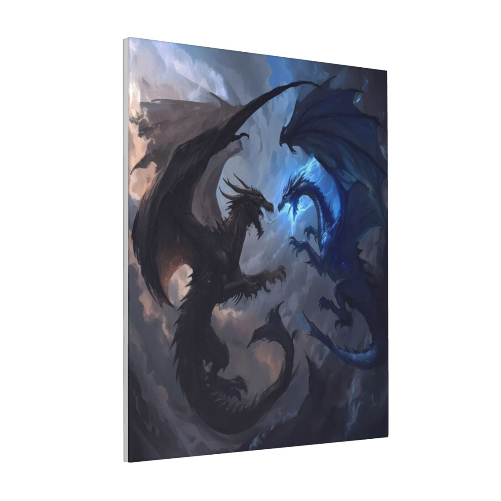 Zeuib Black And Blue Lightning Dragon Print Farmhouse Canvas Wall Art ...