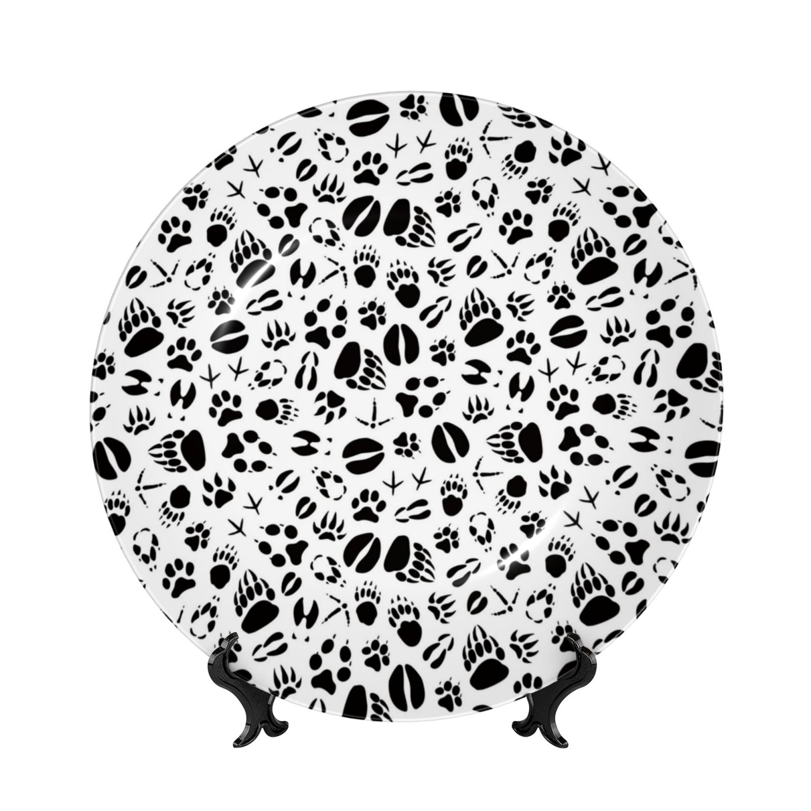Zeuib Black Footprints Print Decorative Plate for Display, Bone China ...