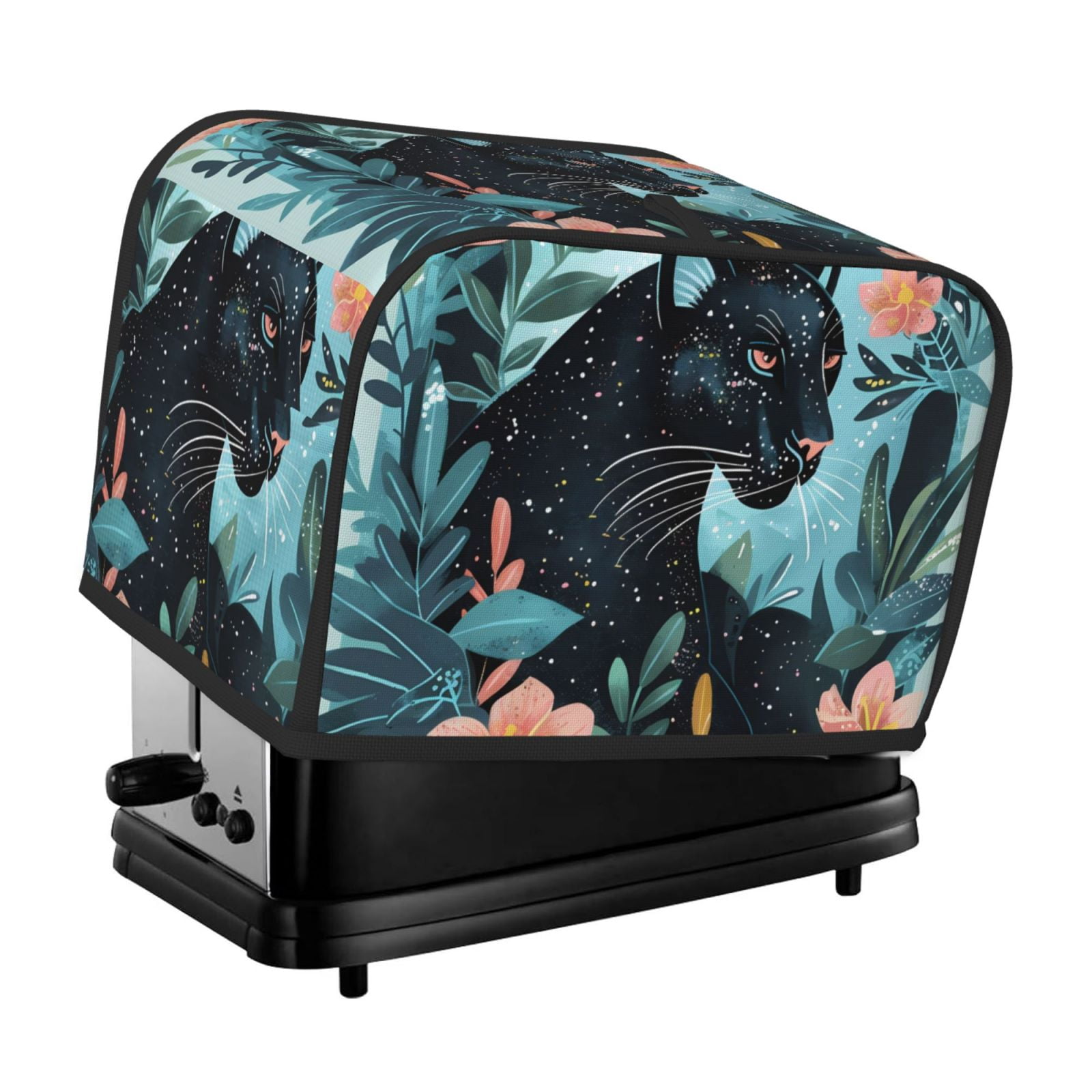 Zeuib Black Panther Floral Illustration Two Slice Toaster Dust Cover ...