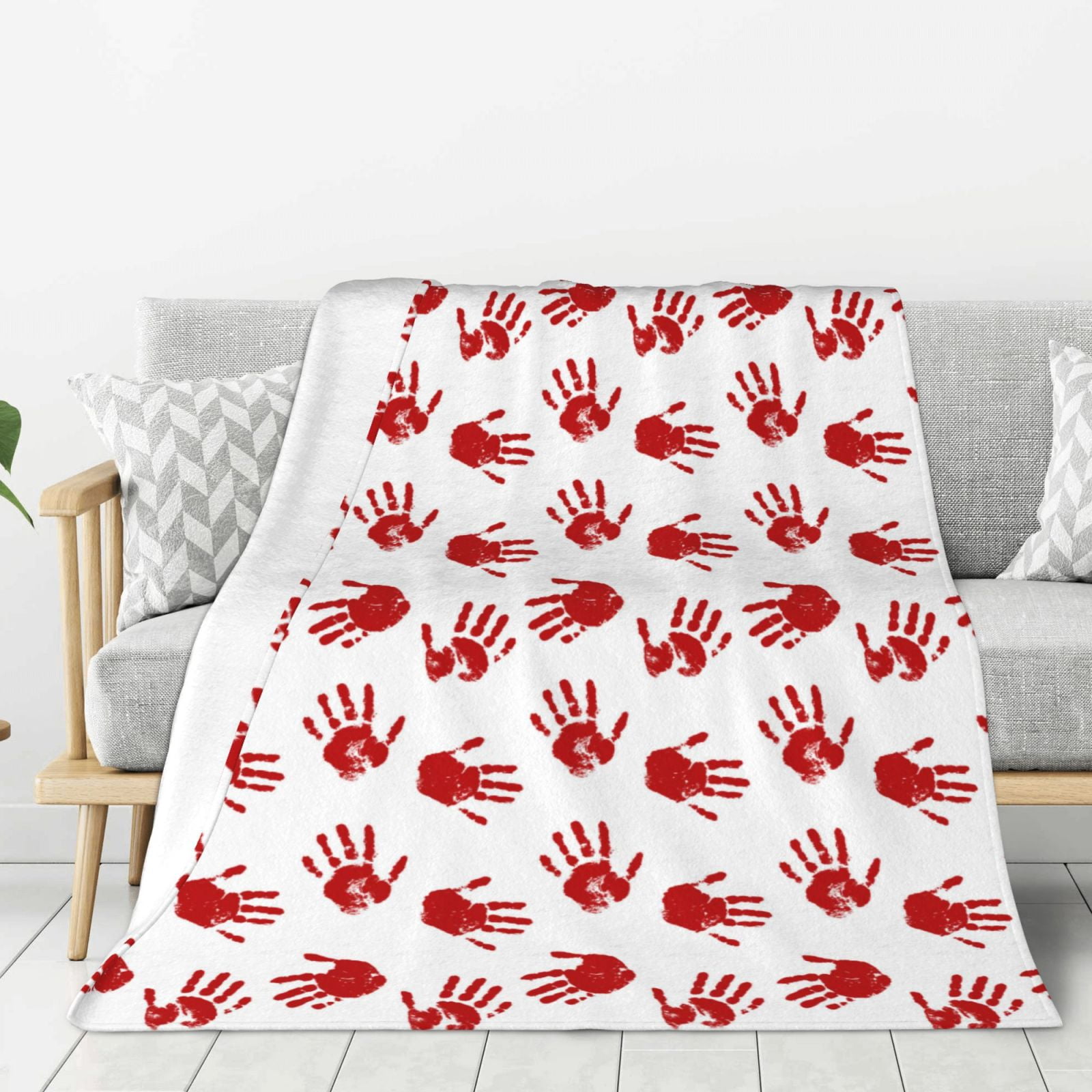 Zeuib Bloody Hand Print Fleece Throw Blanket,Plush Fluffy Large Big ...