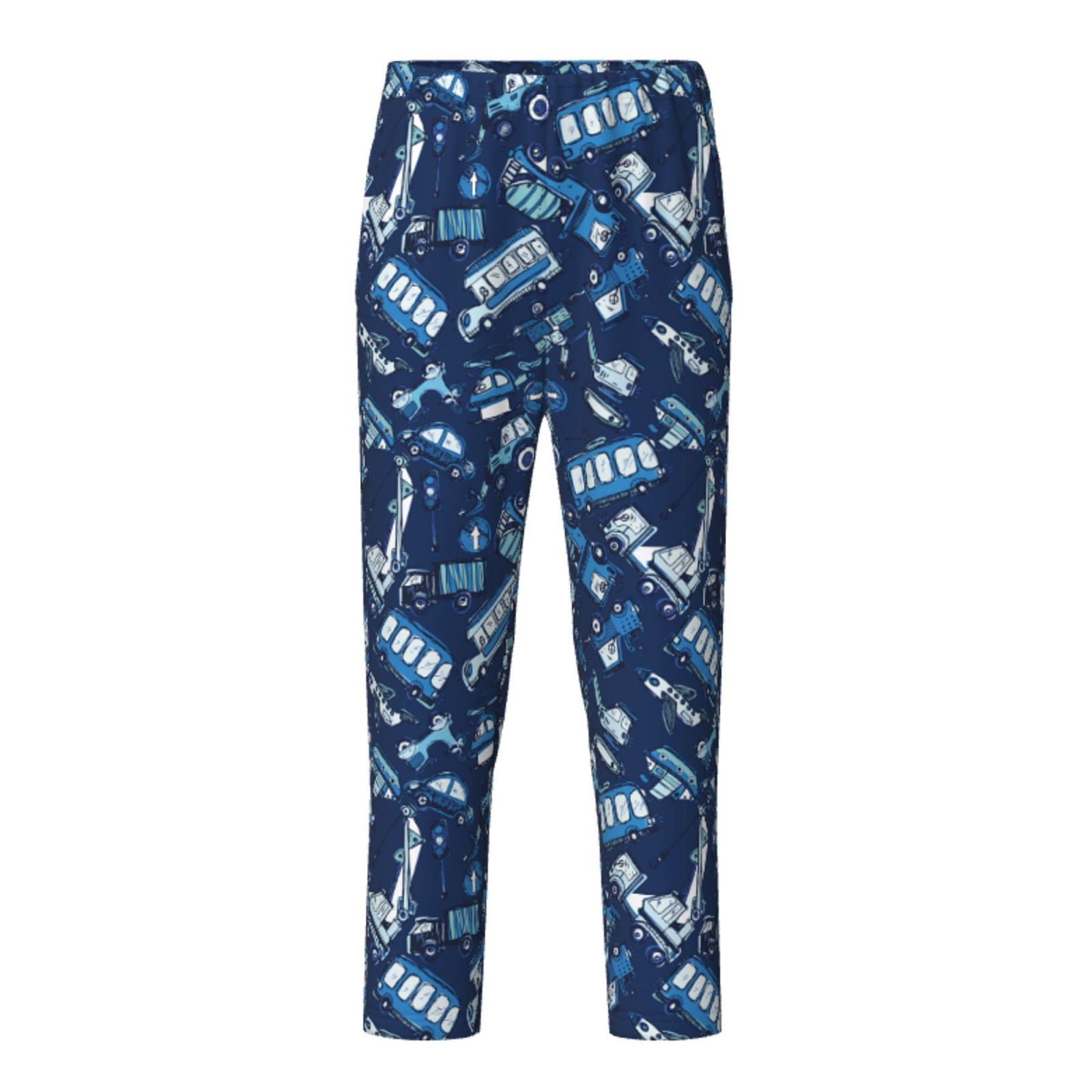 Zeuib Blue Bus Print Pajama Pants for Girls Boys,PJ Bottoms for Kids ...