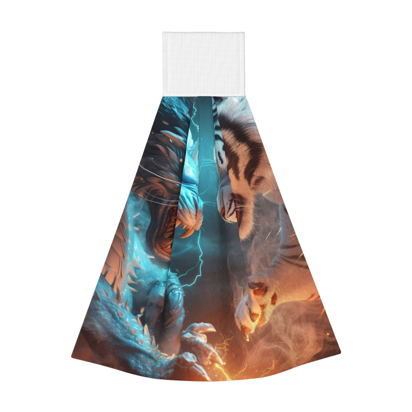 Zeuib Blue Dragon And White Tiger Print Coral Velvet Hand Wipes,Hanging ...