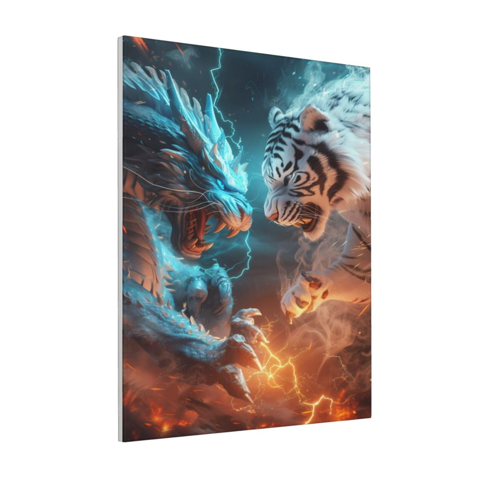 Zeuib Blue Dragon And White Tiger Print Farmhouse Canvas Wall Art For ...