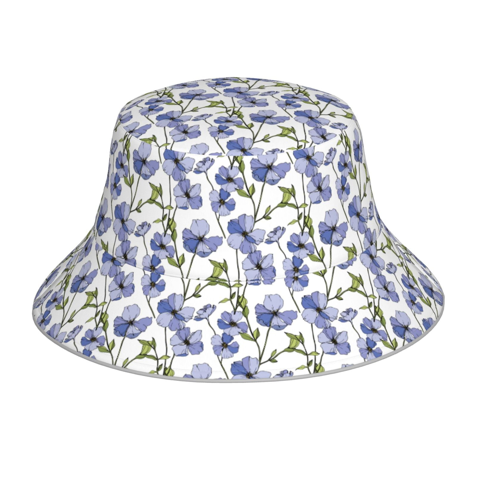 Zeuib Blue Flax Flowers Reflective Bucket Hat, UV Protection, Wide Brim ...