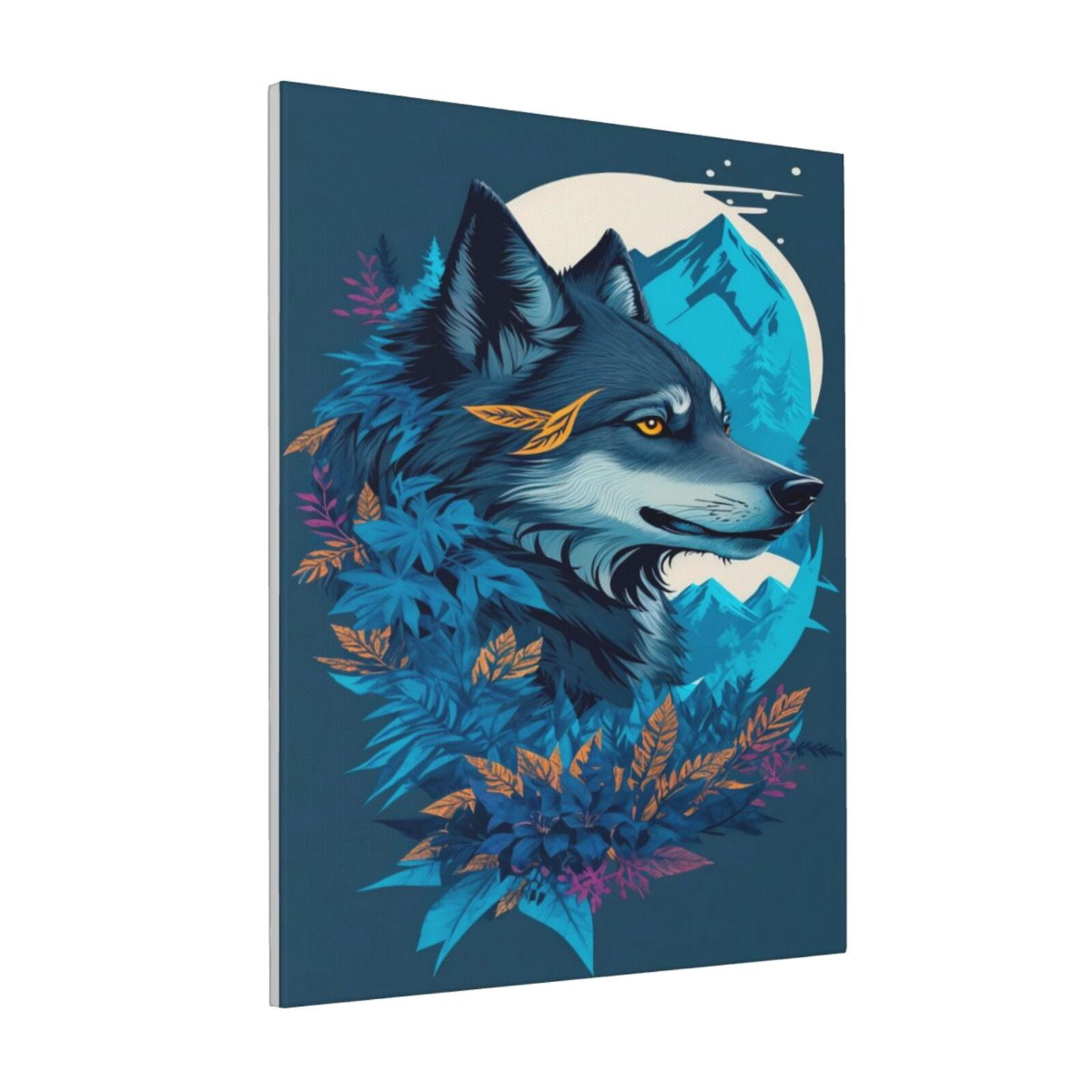 Zeuib Blue Iceberg Leaf Wolf Print Farmhouse Canvas Wall Art For ...