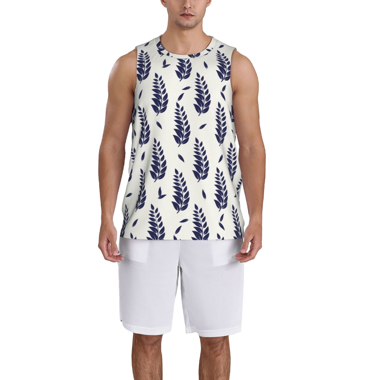 Zeuib Blue Leaves Jersey Shirt for Men,Mesh Athletic Practice Sports ...