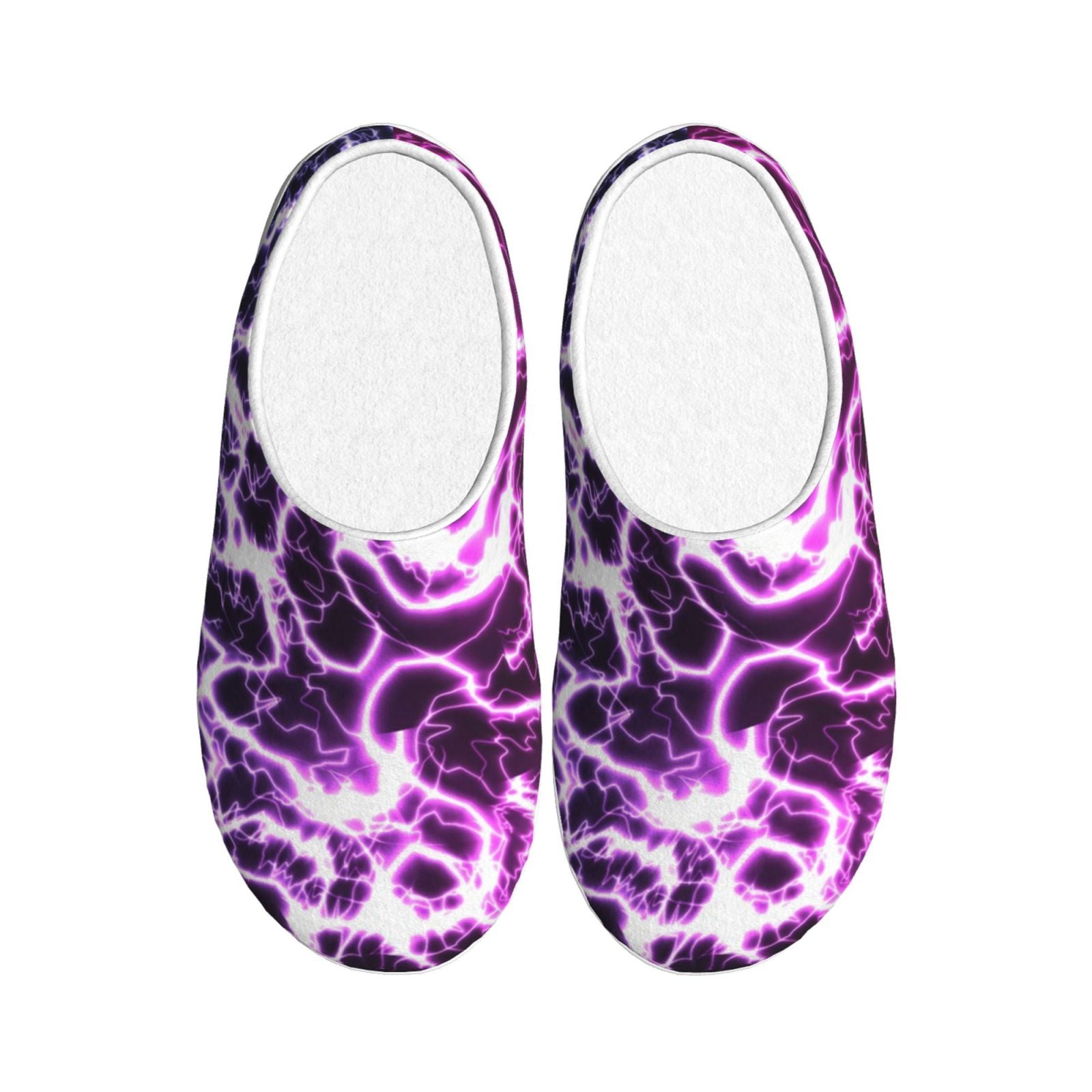 Zeuib Blue Lightning Print Autumn and Winter Slippers,Fuzzy Slippers ...