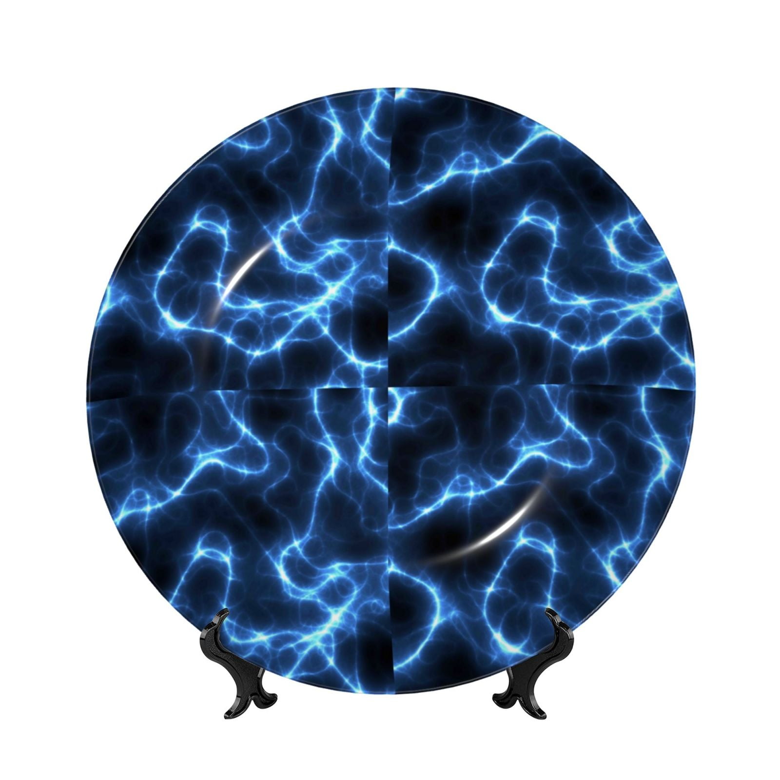 Zeuib Blue Lightning Print Decorative Plate for Display, Bone China ...