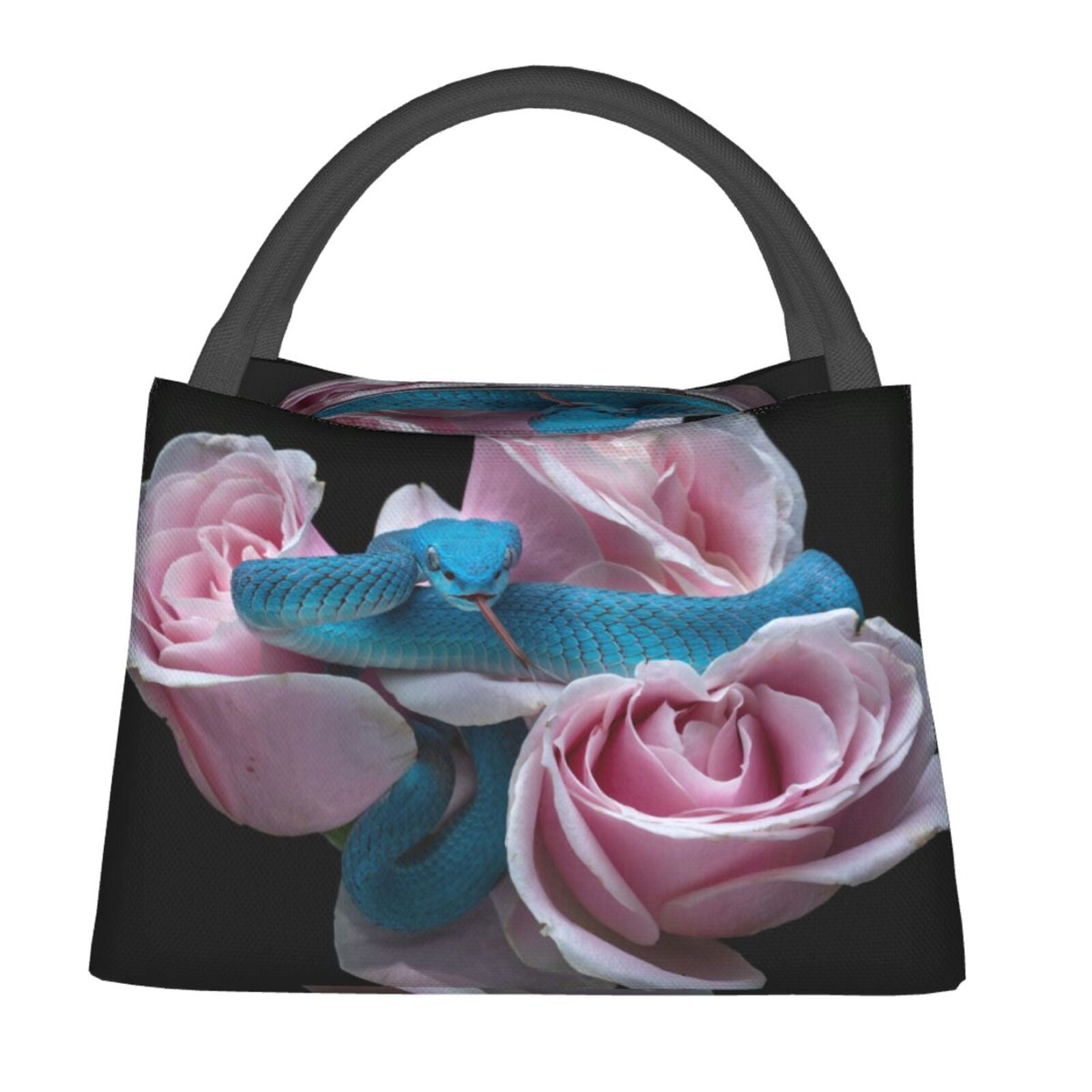 Zeuib Blue Lipped Pit Viper And Three Pink Roses Lunch Bag,Collapsible ...