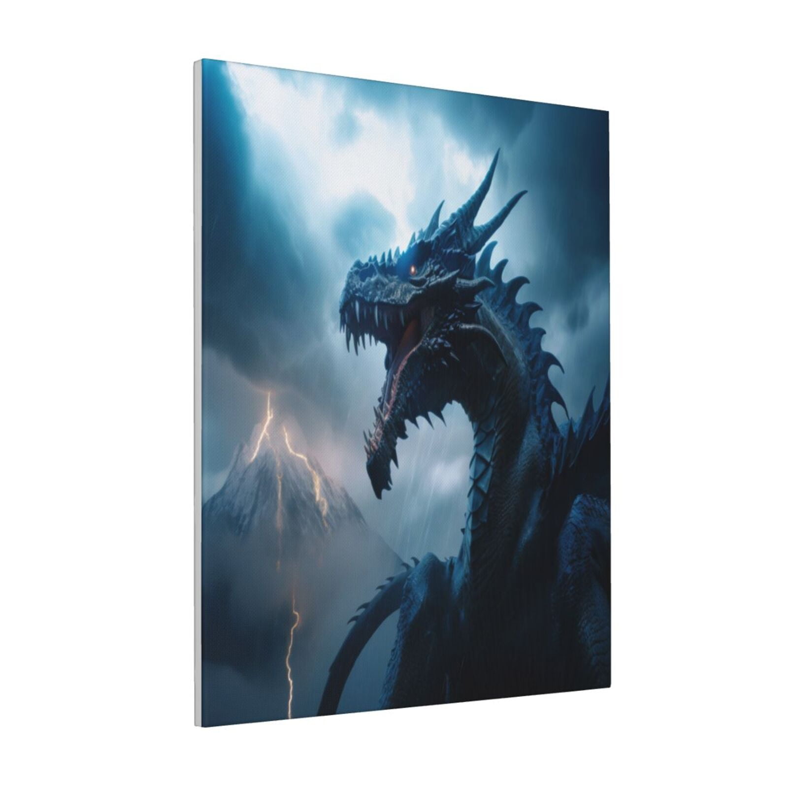 Zeuib Blue Thunder Storm Dragon Print Farmhouse Canvas Wall Art For ...