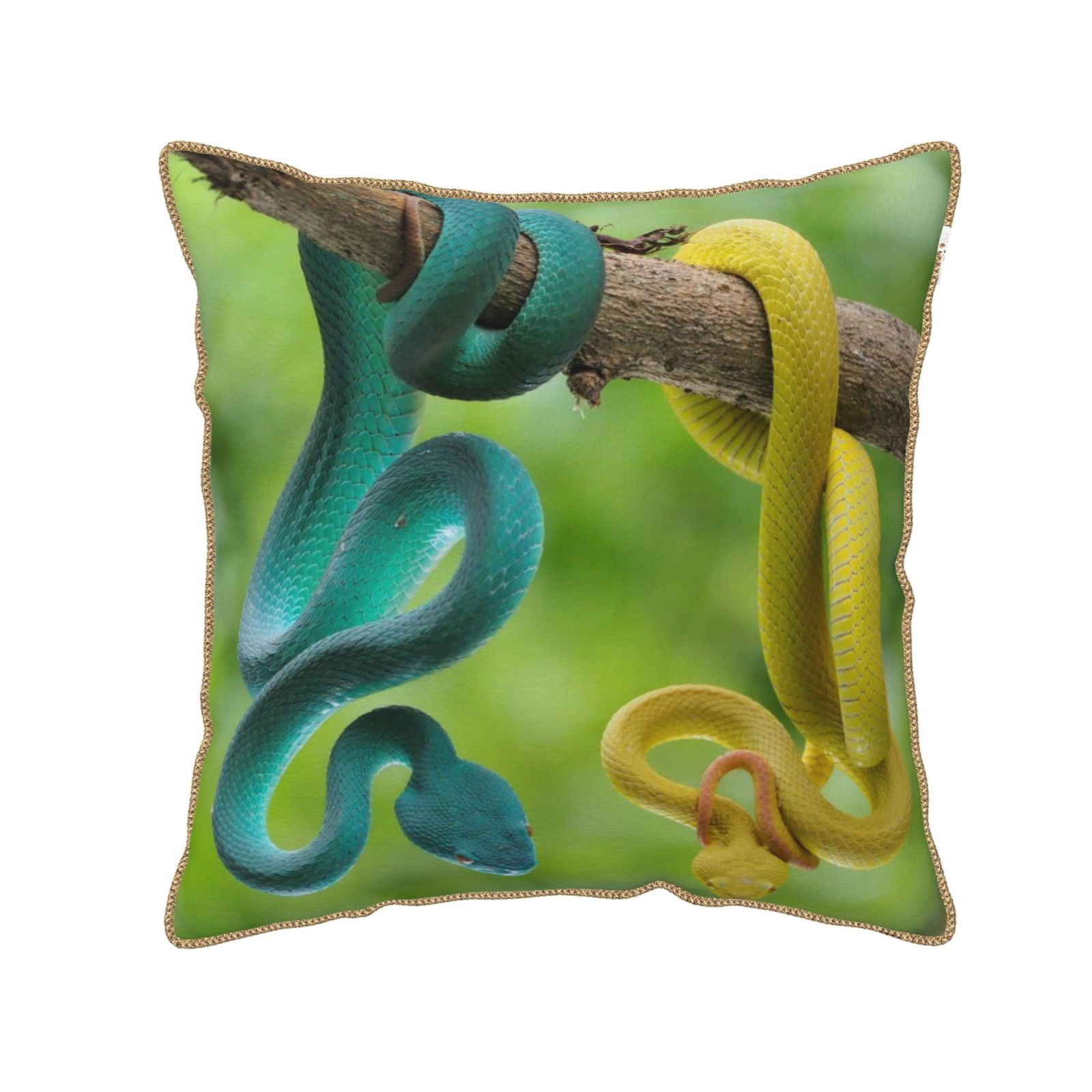 Zeuib Blue Viper And Yellow Viper Snake Print Decorative Throw Pillow ...