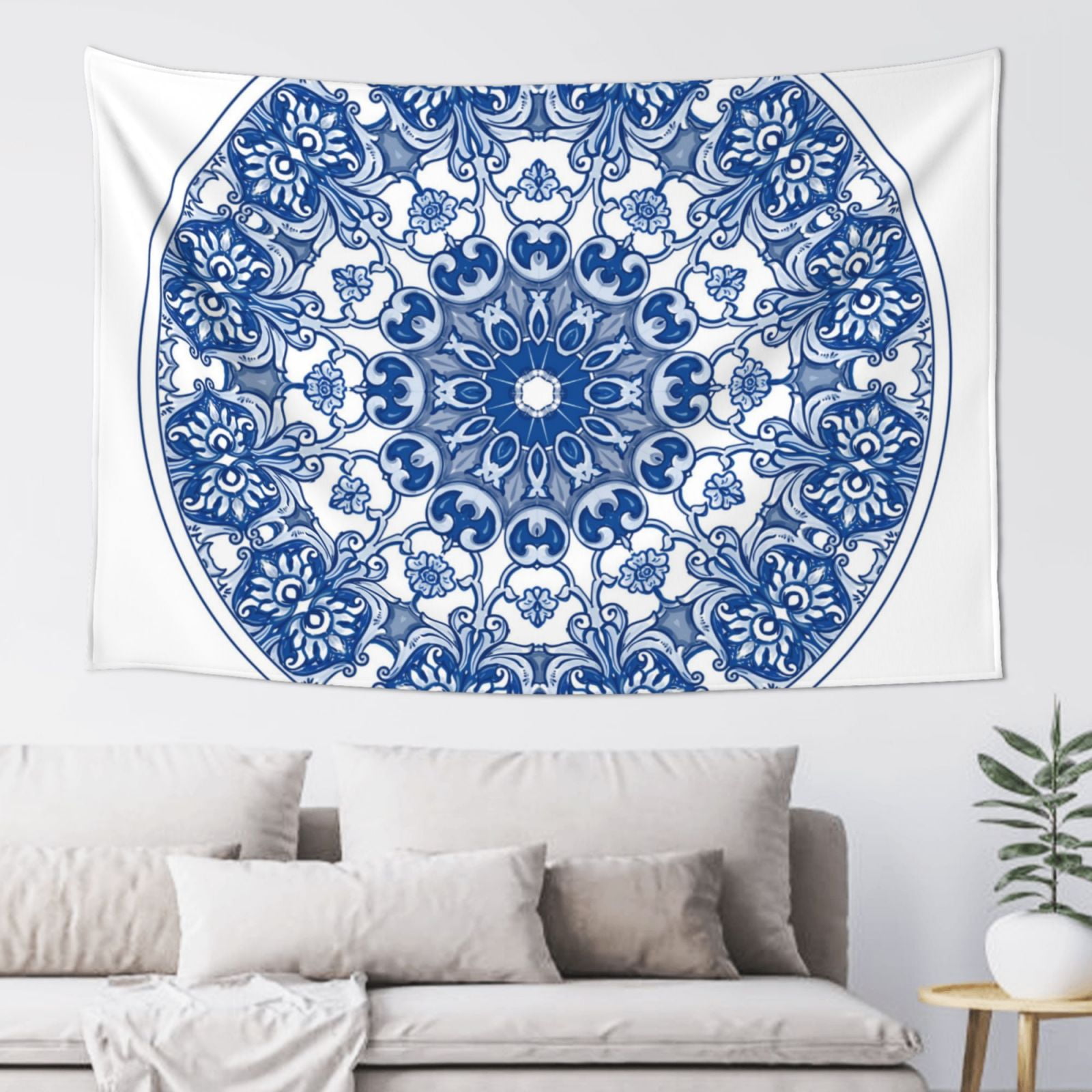Zeuib Blue Watercolor Print 60x40in Tapestry Wall Hanging,Easy ...