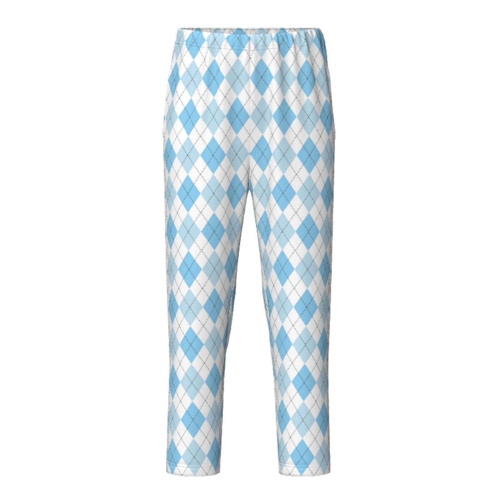 Zeuib Blue and White Squares Print Pajama Pants for Girls Boys,PJ ...