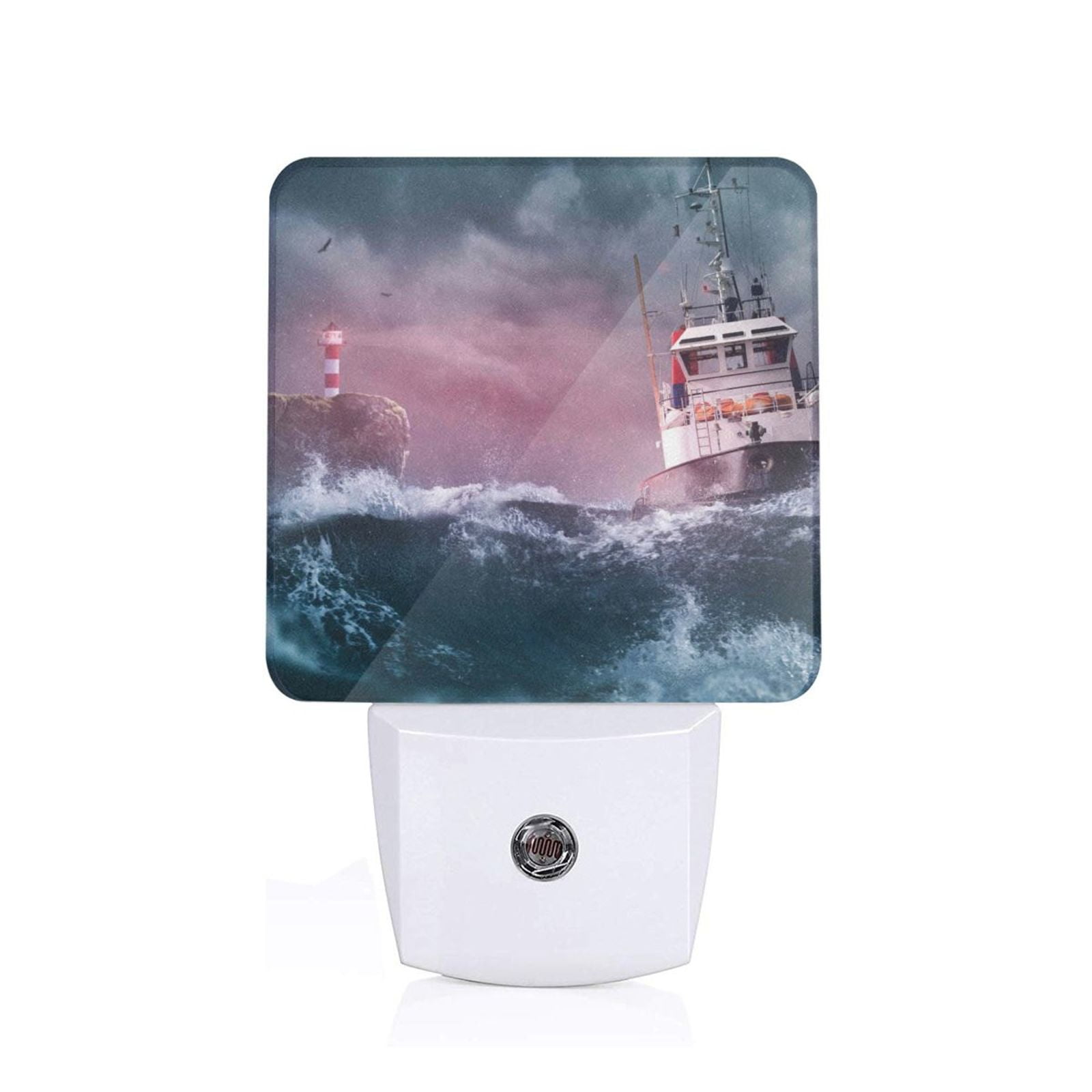 Zeuib Boat Lighthouse Storm Waves LED Night Light,Plug in Night Light ...