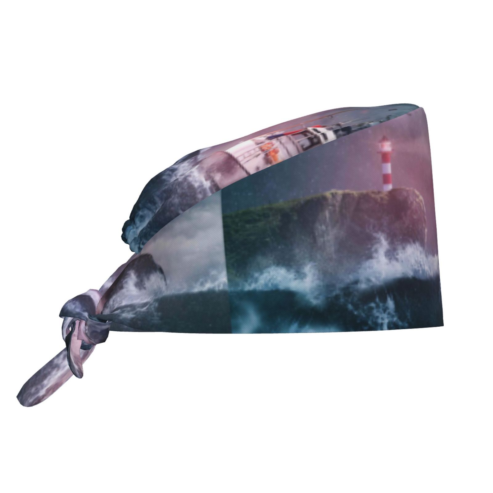 Zeuib Boat Lighthouse Storm Waves Print Adjustable Scrub Cap,Cleaning ...