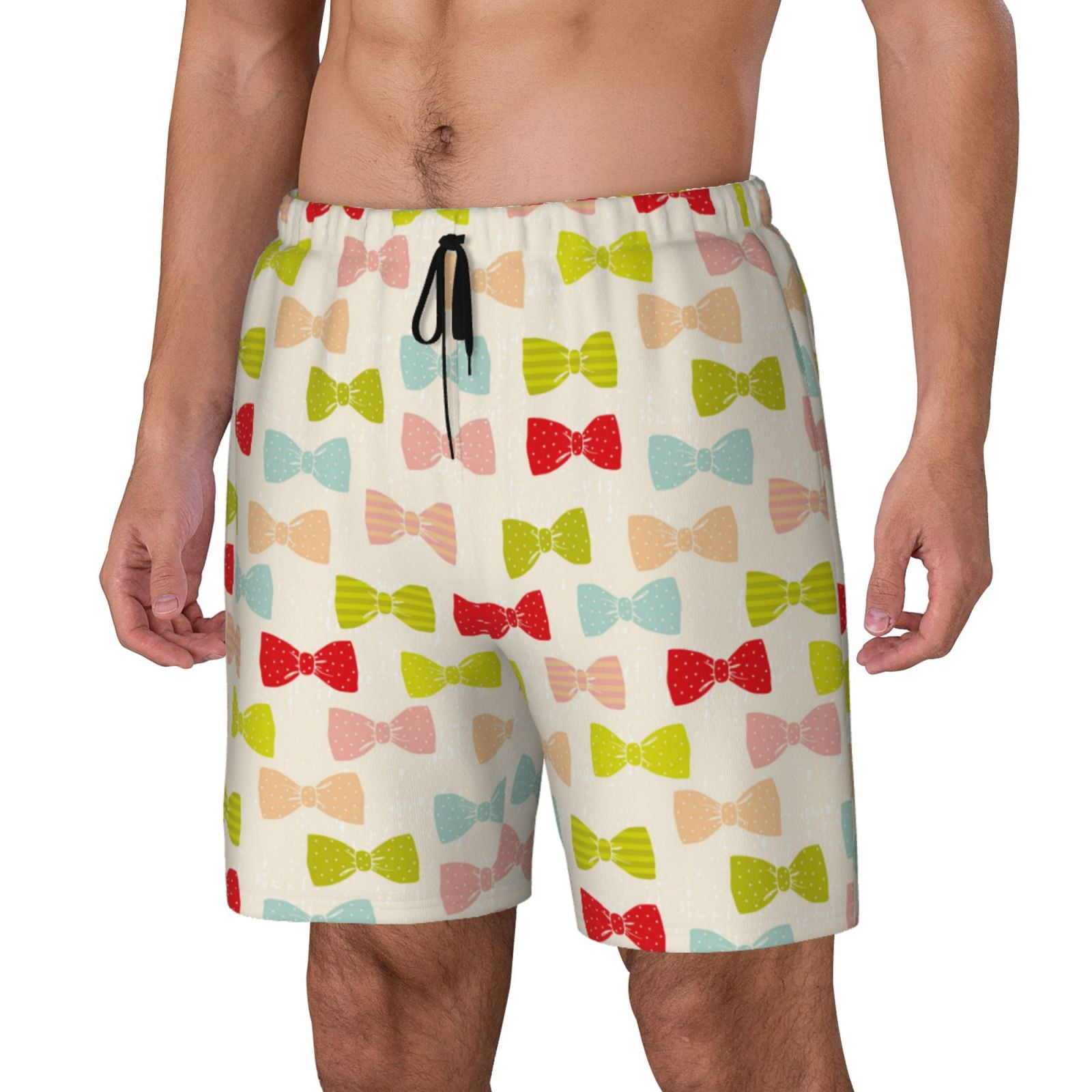 Zeuib Bow Ties Print Swimming Trunks for Men Boys,Swimming Shorts with ...