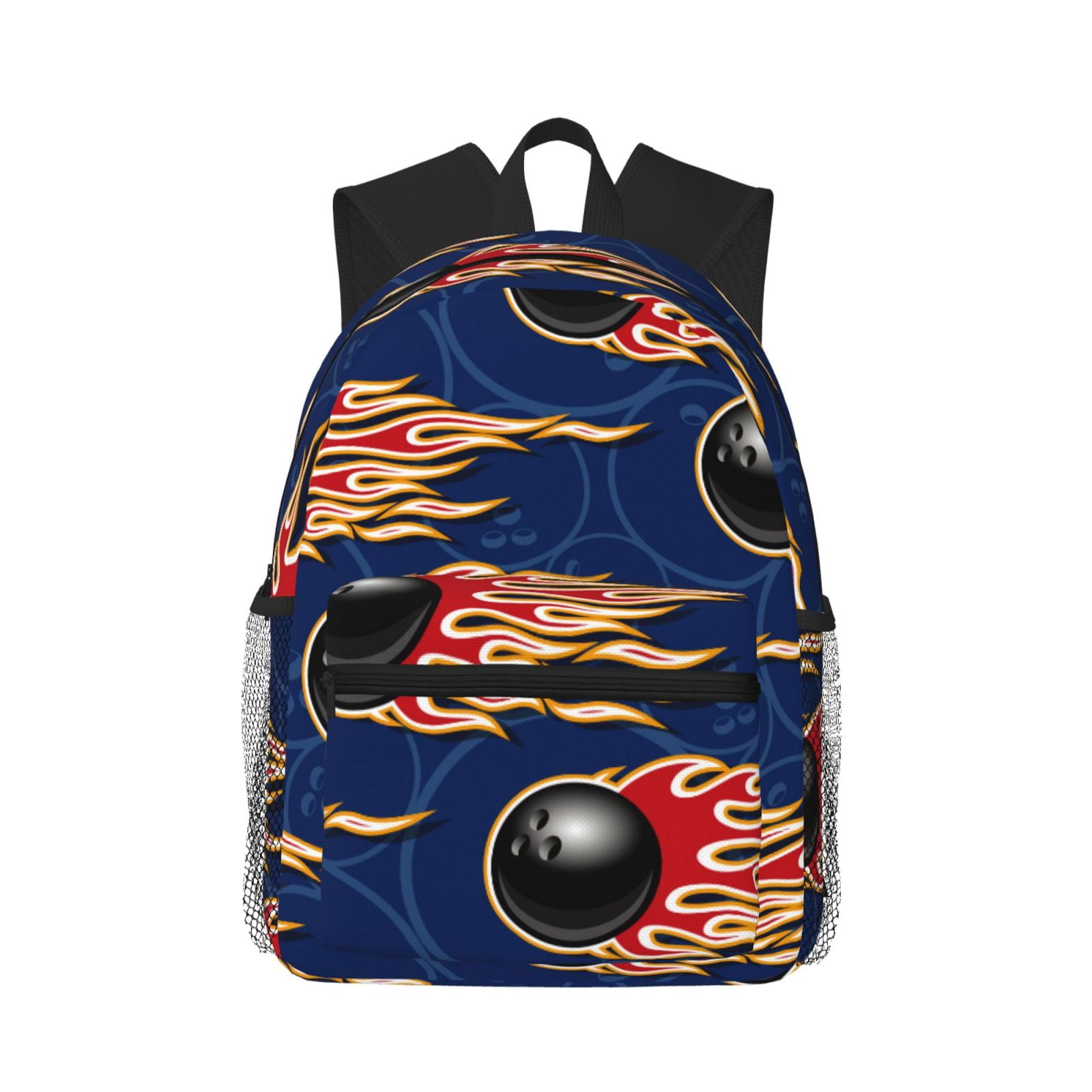 Zeuib Bowling Ball And Flame Backpack，Stylish, Comfortable, and ...