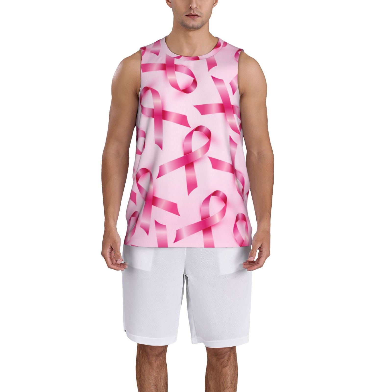 Zeuib Breast Cancer Ribbons Awareness Jersey Shirt for Men,Mesh ...