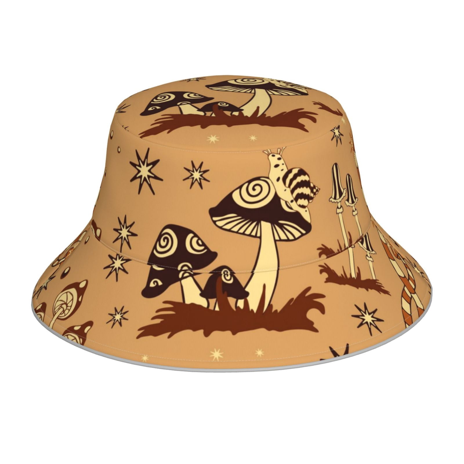 Zeuib Brown Mushrooms Reflective Bucket Hat, UV Protection, Wide Brim ...