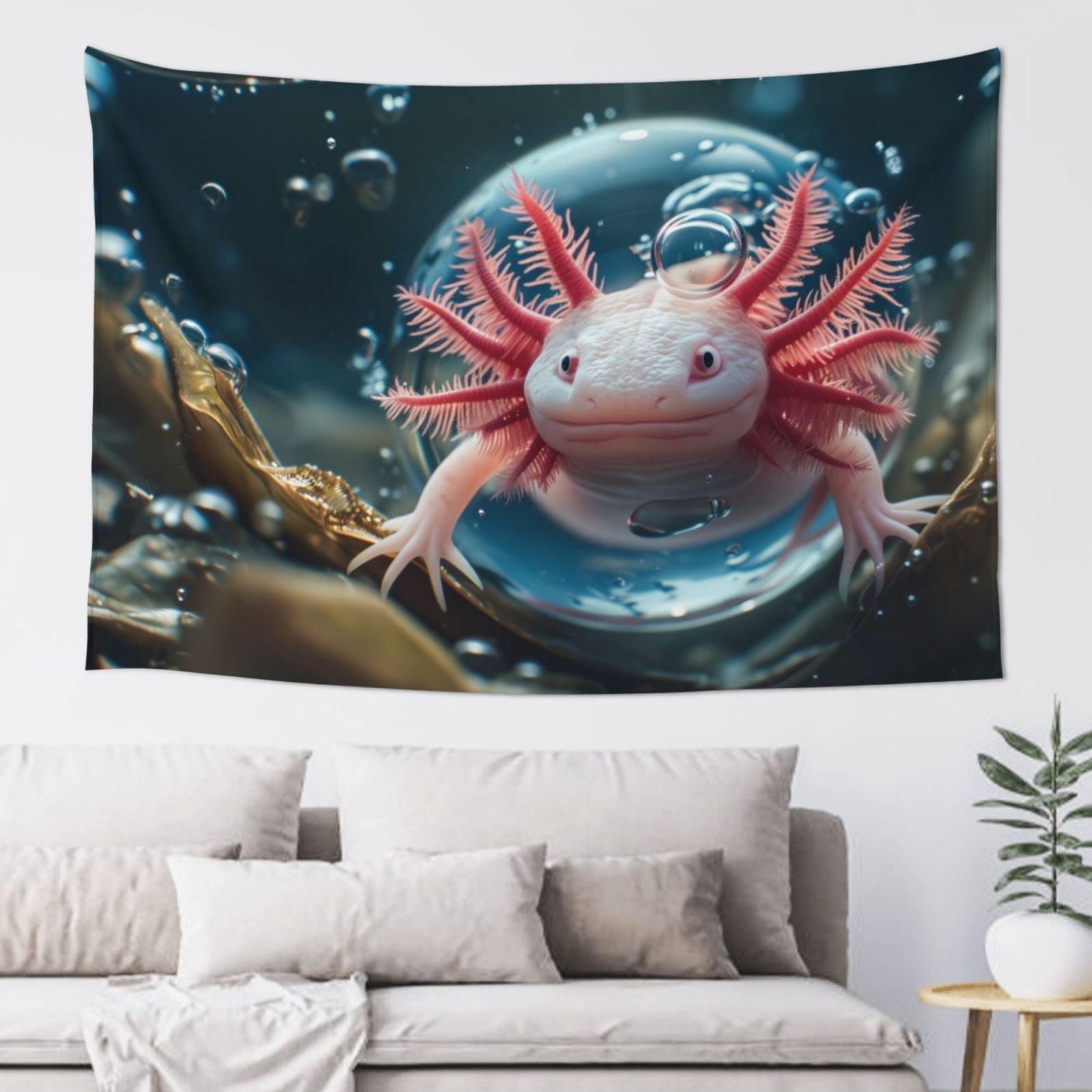 Zeuib Bubbles Axolotl Fantasy Print 60x40in Tapestry Wall Hanging,Easy ...