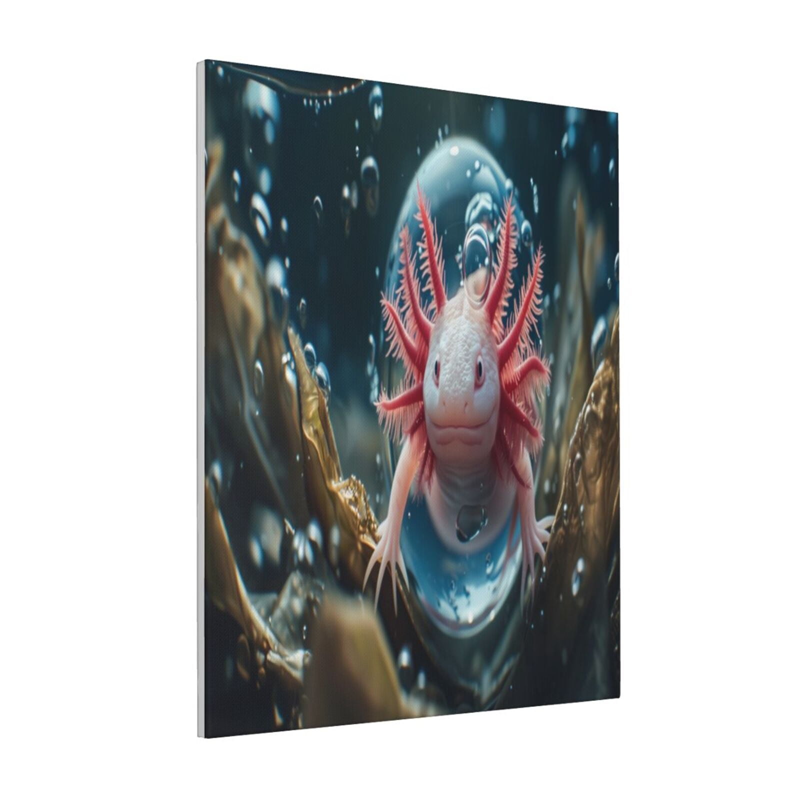 Zeuib Bubbles Axolotl Fantasy Print Farmhouse Canvas Wall Art For ...