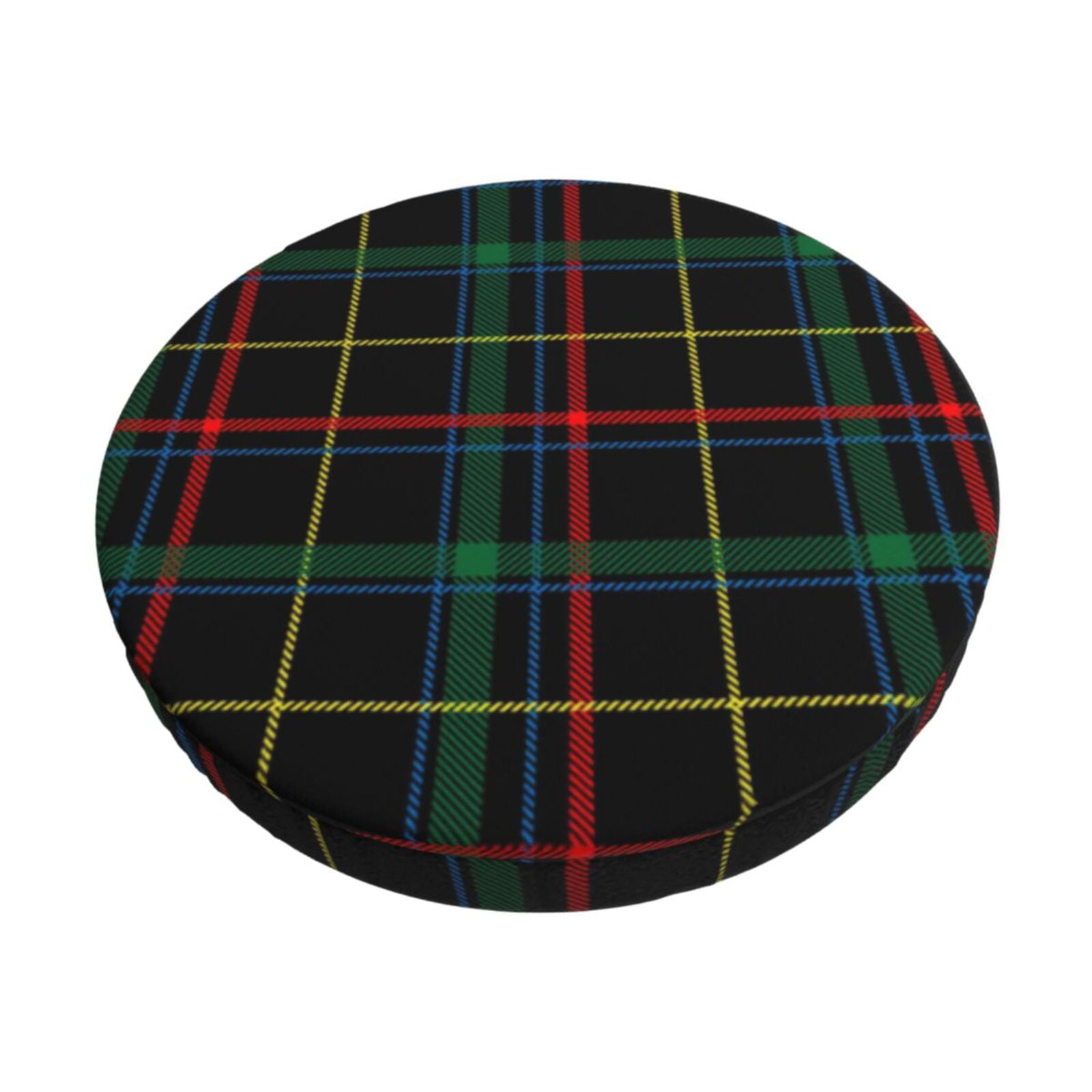 Zeuib Buffalo Plaid Dark Green Velvet Round Stool Cover,Stool Covers ...
