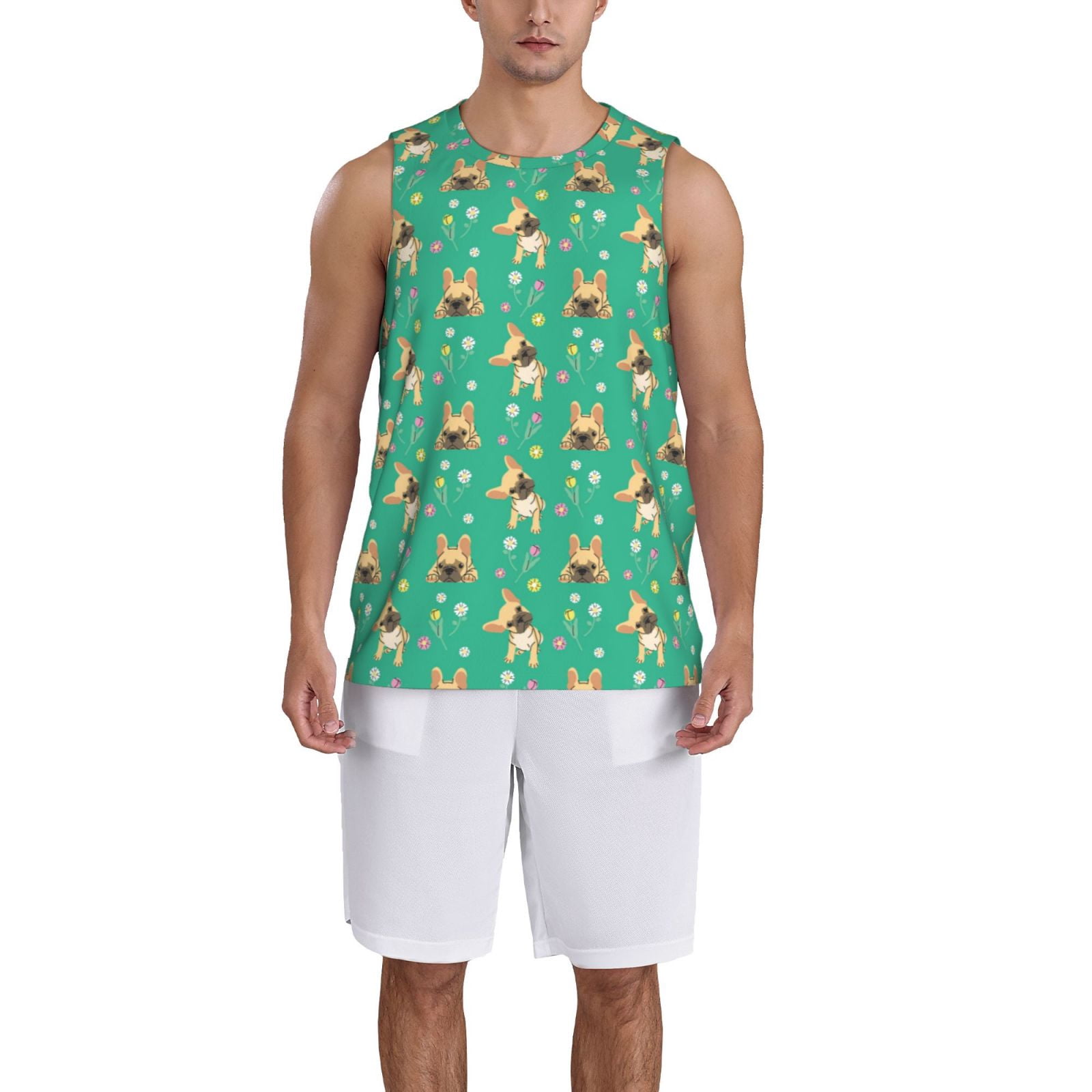 Zeuib Bulldog Puppy Flower Jersey Shirt for Men,Mesh Athletic Practice ...
