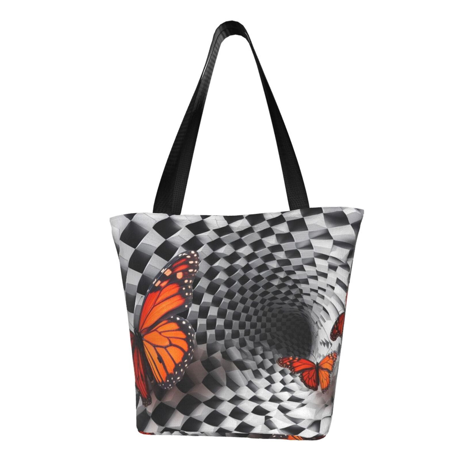 Zeuib Butterflies Optical Illusion Shoulder Bag for Women Tote Bag ...