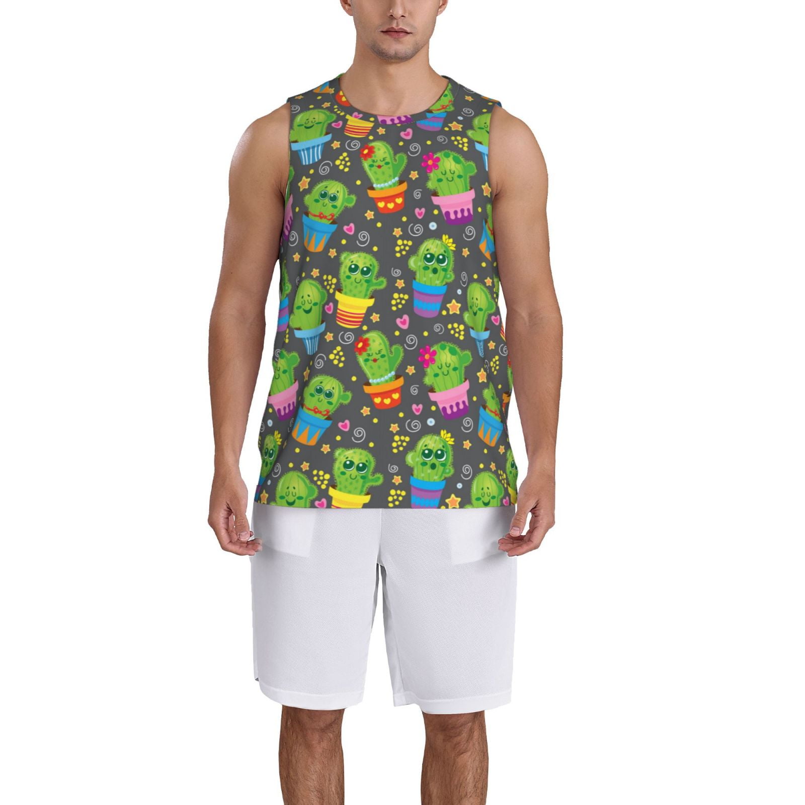 Zeuib Cactus In Pots Jersey Shirt for Men,Mesh Athletic Practice Sports ...