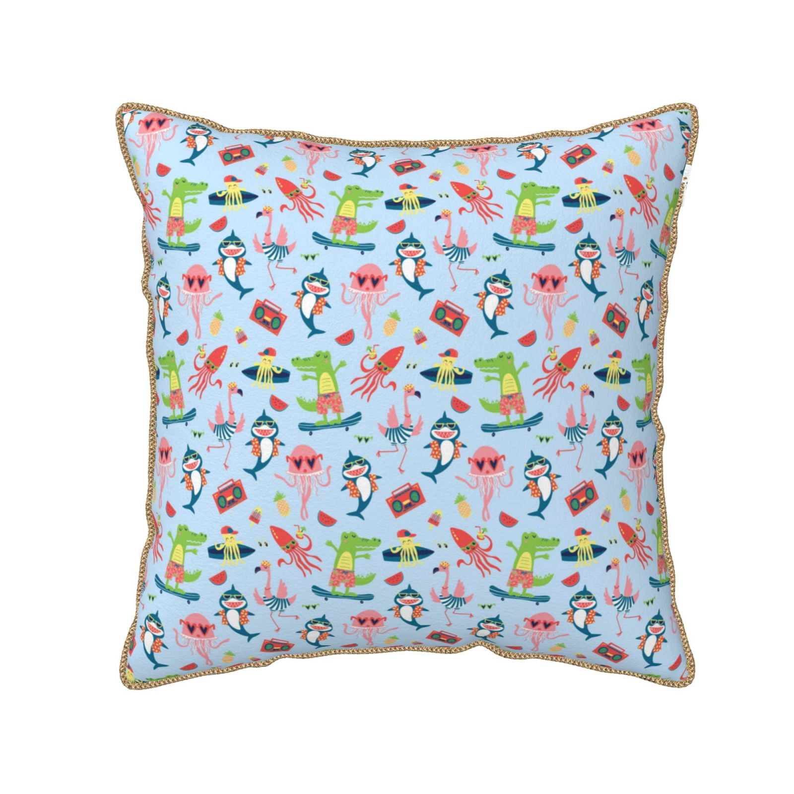 Zeuib Cartoon Animals Print Decorative Throw Pillow Covers,Cushion ...