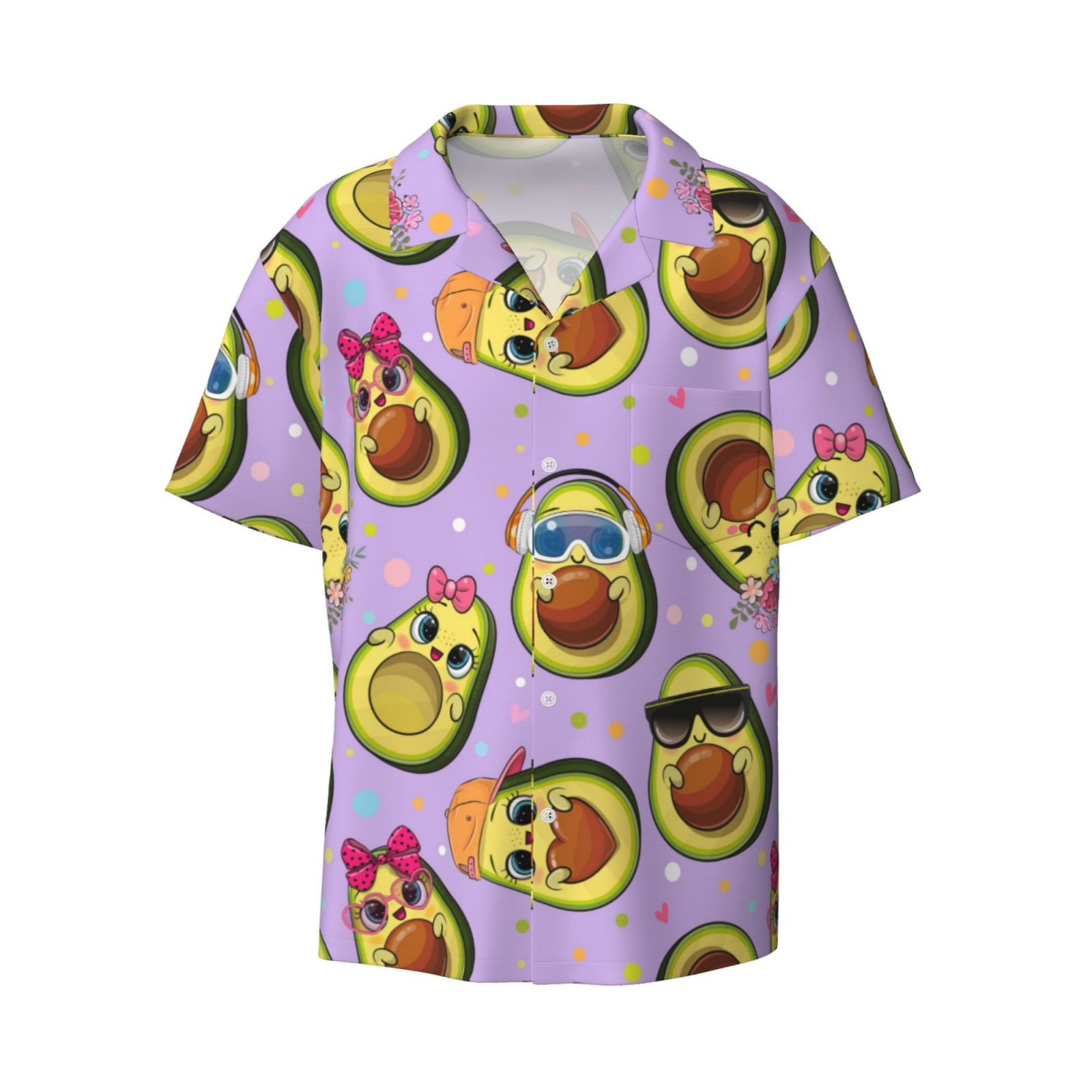 Zeuib Cartoon Avocados Men's Short Sleeve Button-Down Shirt: Classic ...