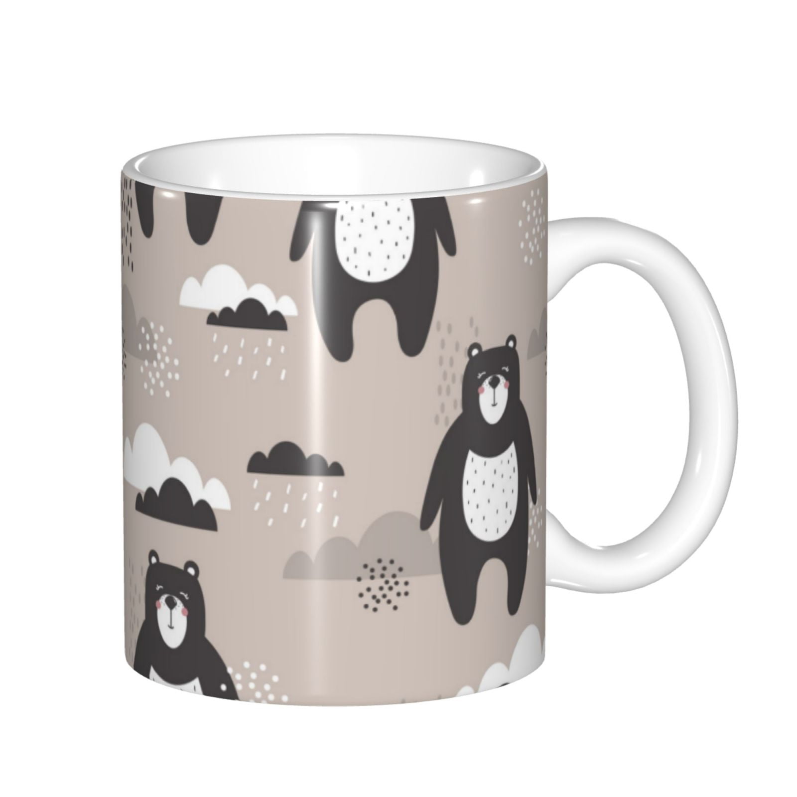 Zeuib Cartoon Bear Brown Ceramic Coffee Mug with Large Handle，Modern ...