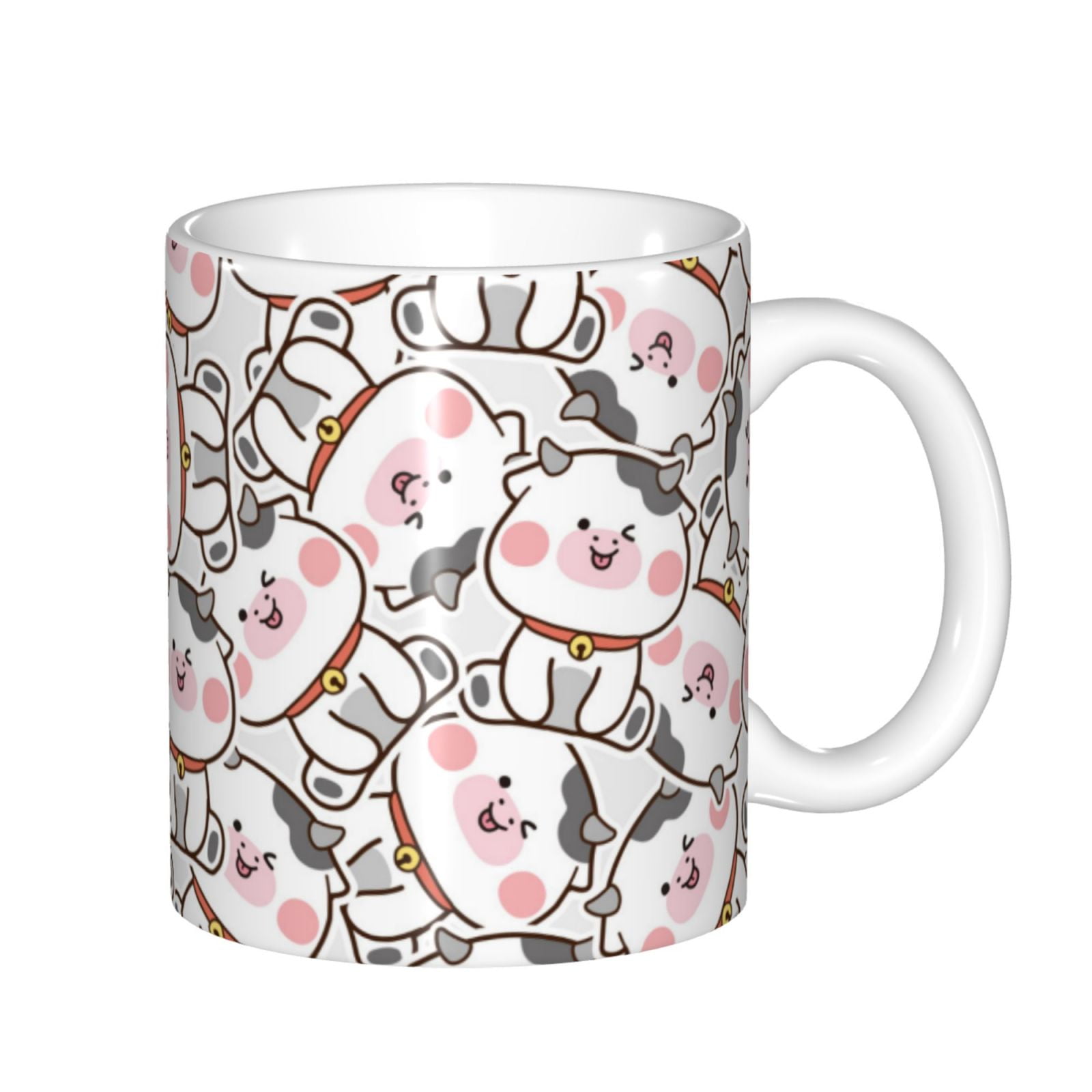 Zeuib Cartoon Cow Ceramic Coffee Mug with Large Handle，Modern Reactive ...