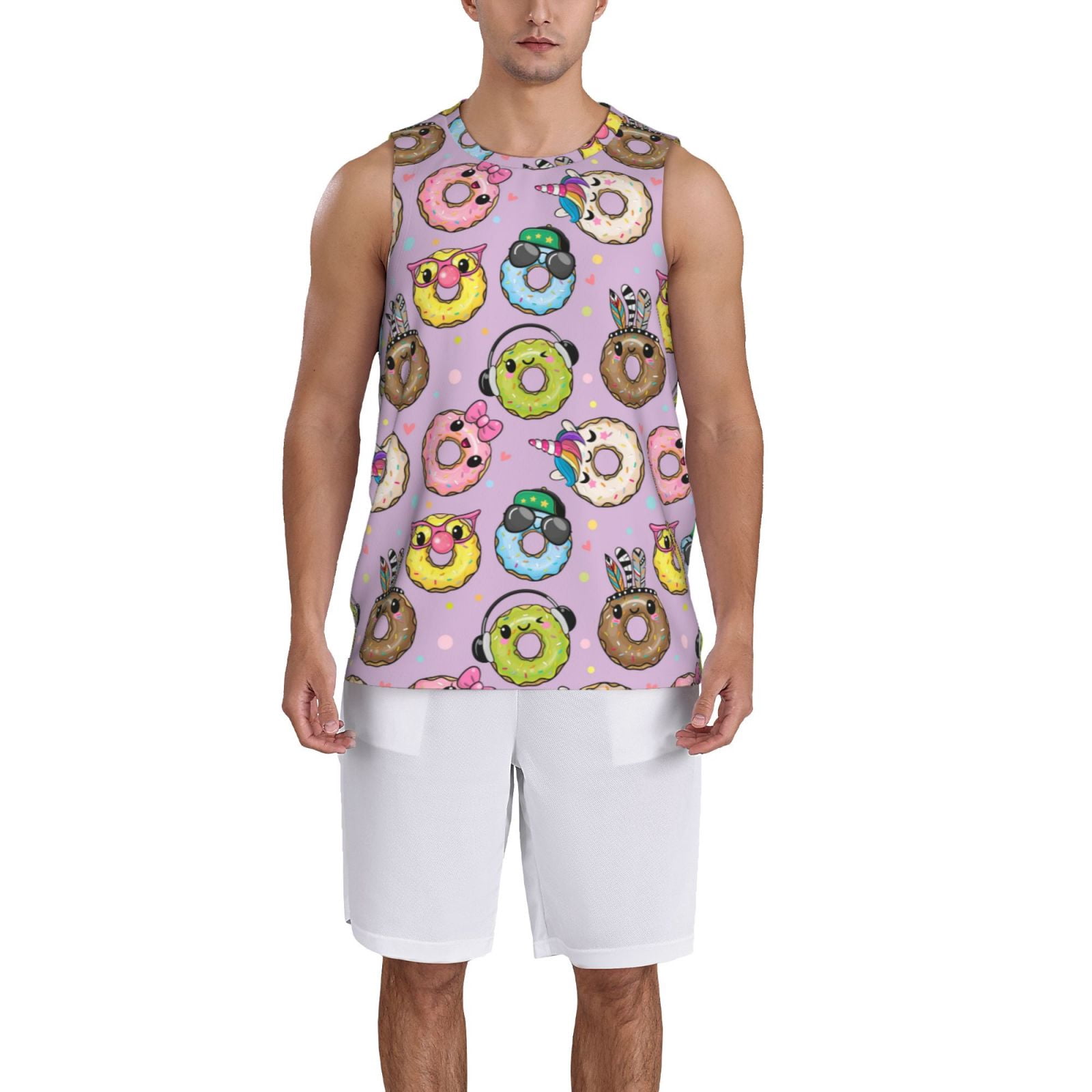 Zeuib Cartoon Donuts Jersey Shirt for Men,Mesh Athletic Practice Sports ...