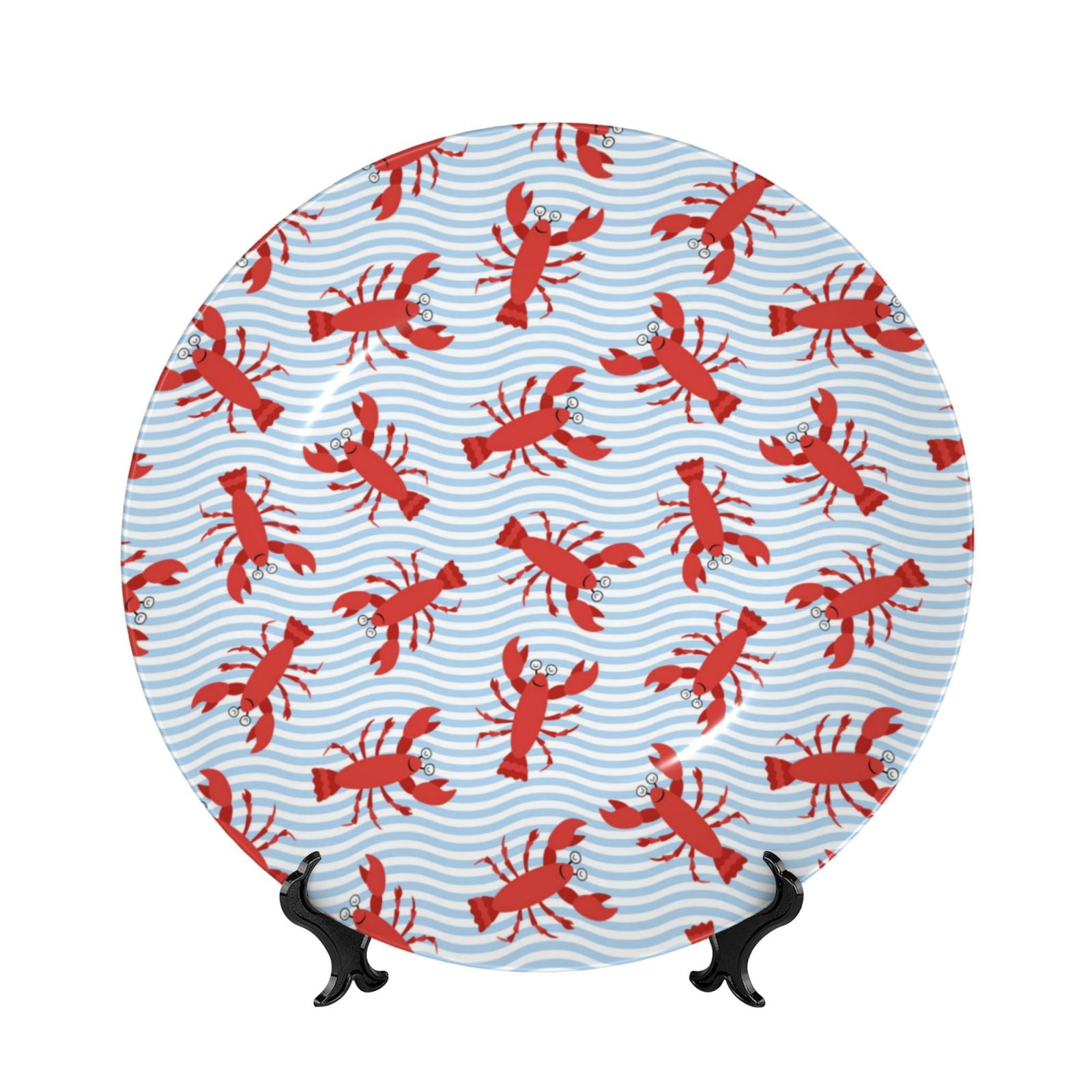 Zeuib Cartoon Lobsters 1 Print Decorative Plate for Display, Bone China ...