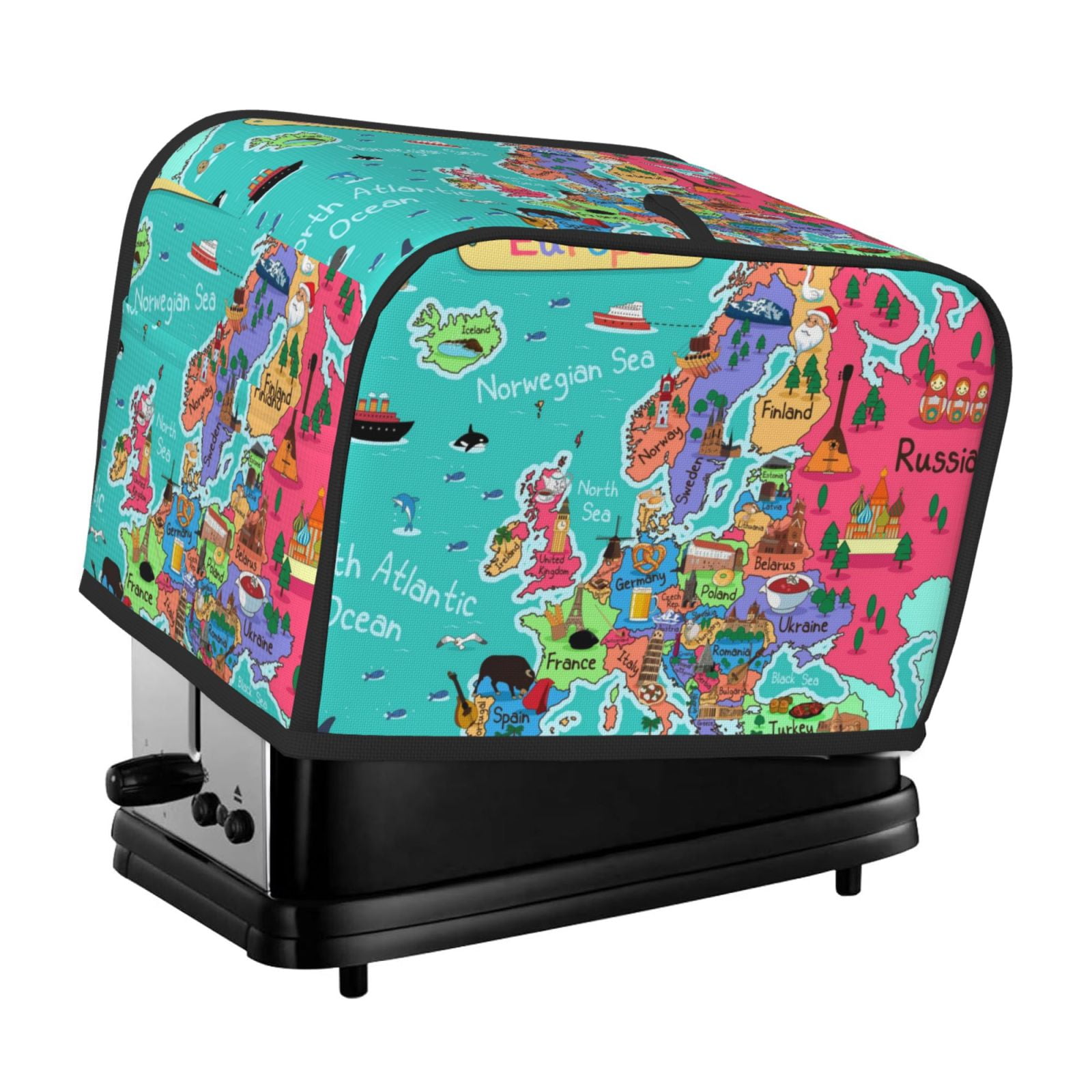 Zeuib Cartoon Map Of Europe Printed 2 slice Toaster Cover, Polyester ...