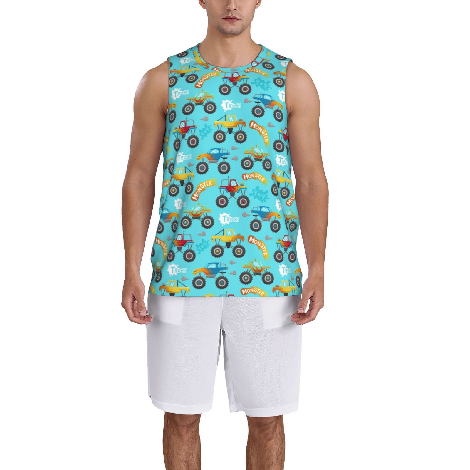 Zeuib Cartoon Monster Truck Jersey Shirt for Men,Mesh Athletic Practice ...