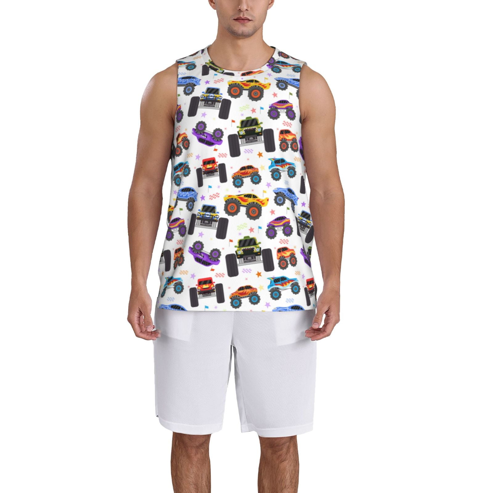 Zeuib Cartoon Monster Trucks1 Jersey Shirt for Men,Mesh Athletic ...