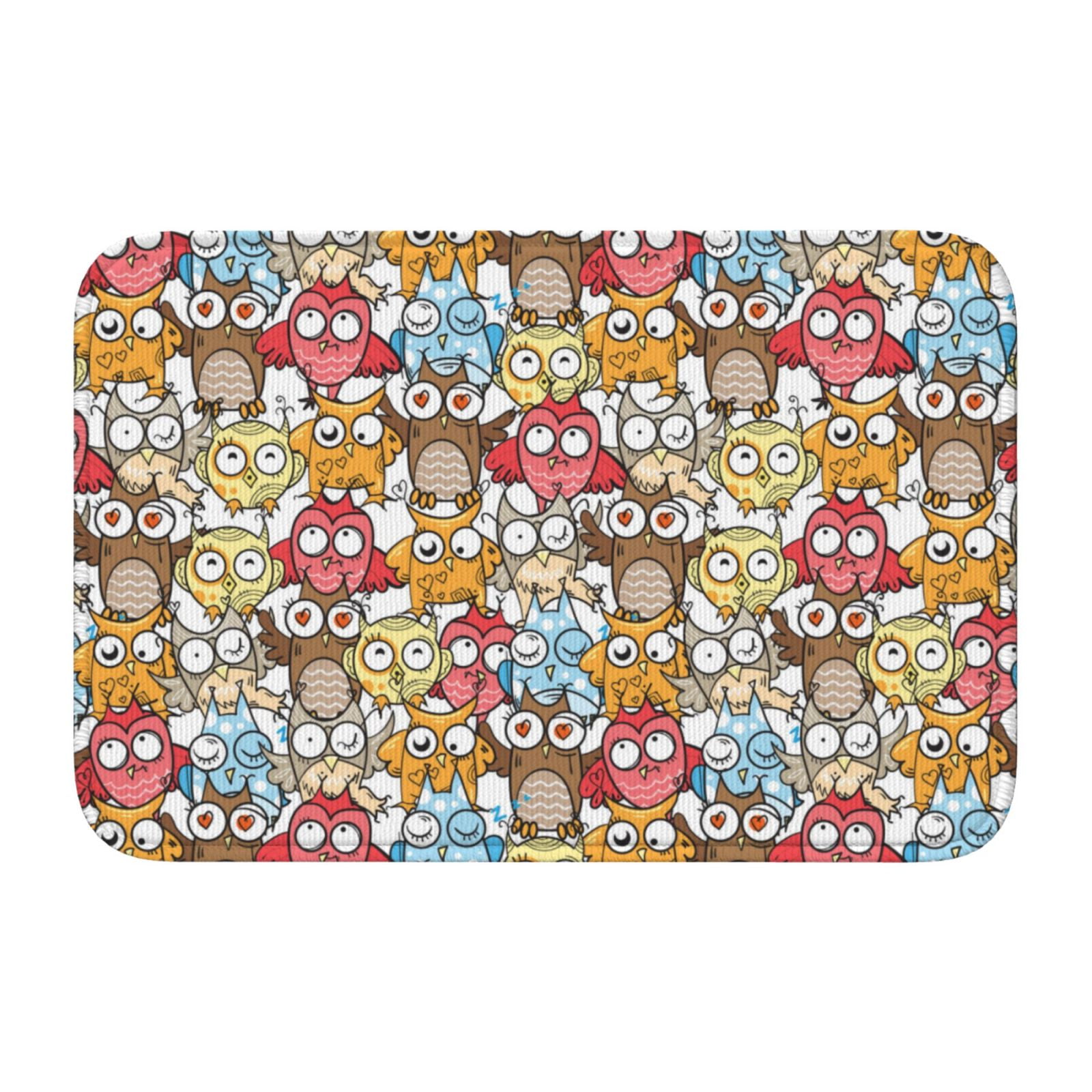 Zeuib Cartoon Owls 1 Anti-Slip Polyester Floor Mat - Durable, Non ...